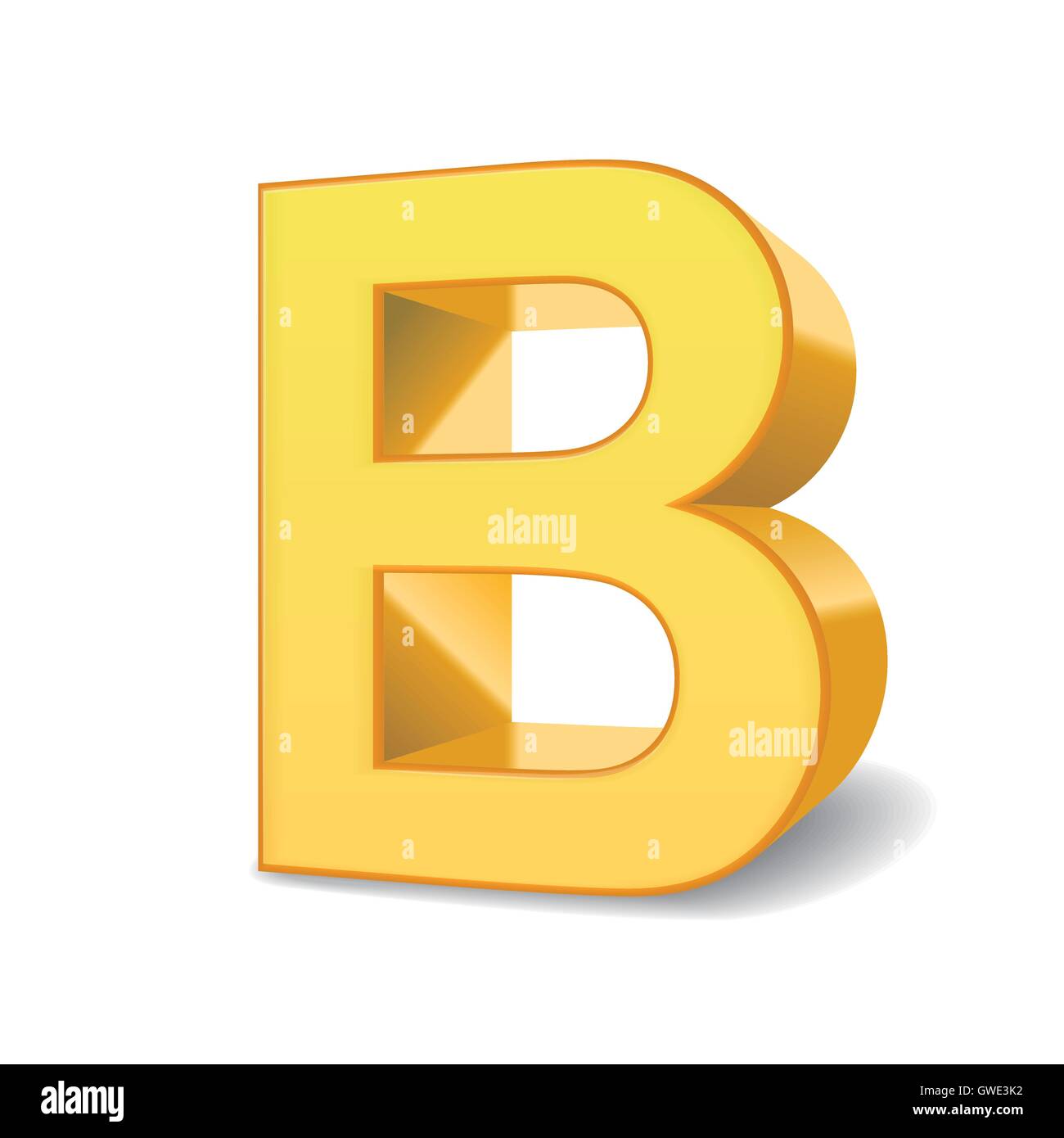 3D image yellow letter B isolated on white background Stock Vector ...