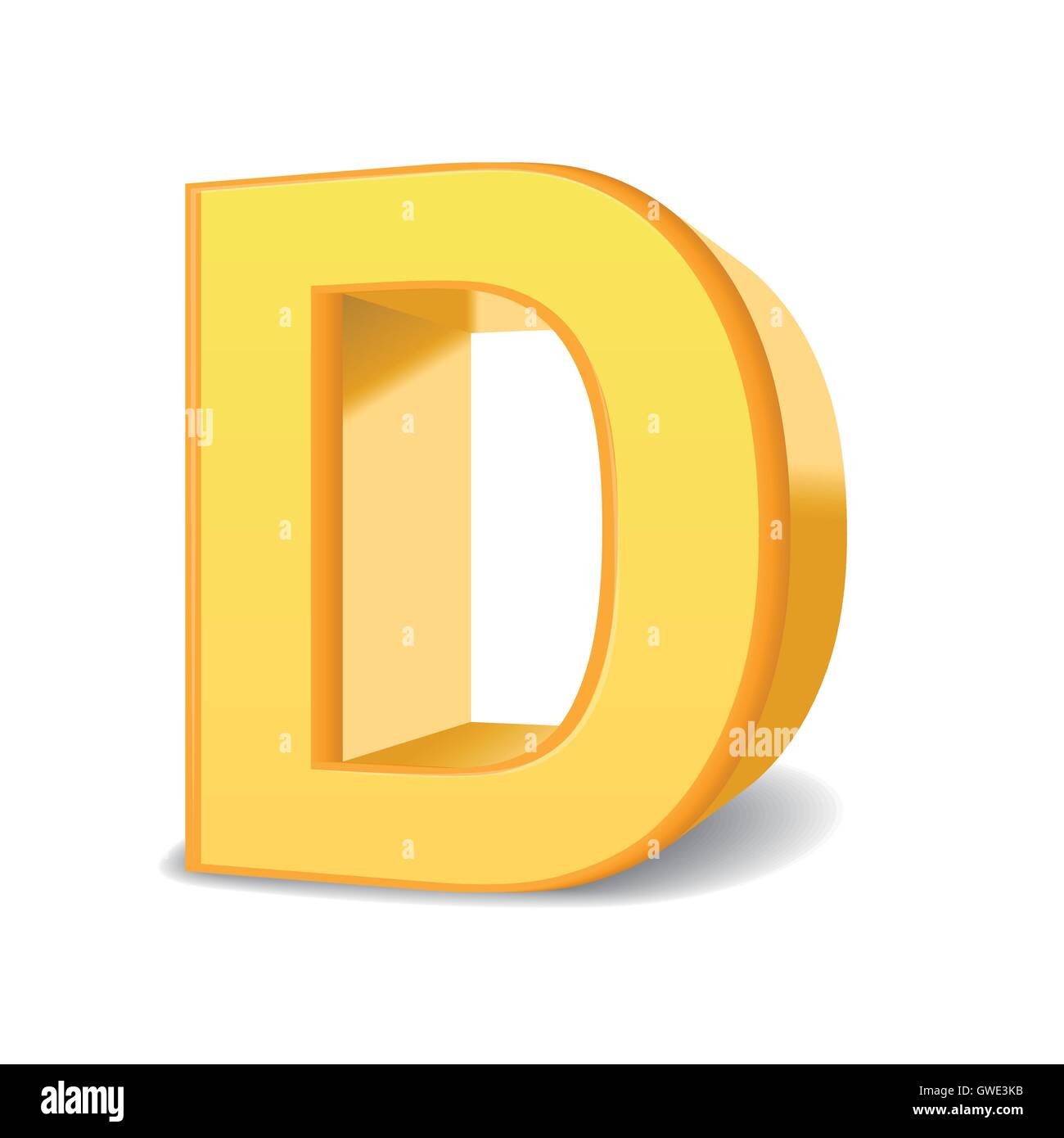 3D image yellow letter D isolated on white background Stock Vector ...