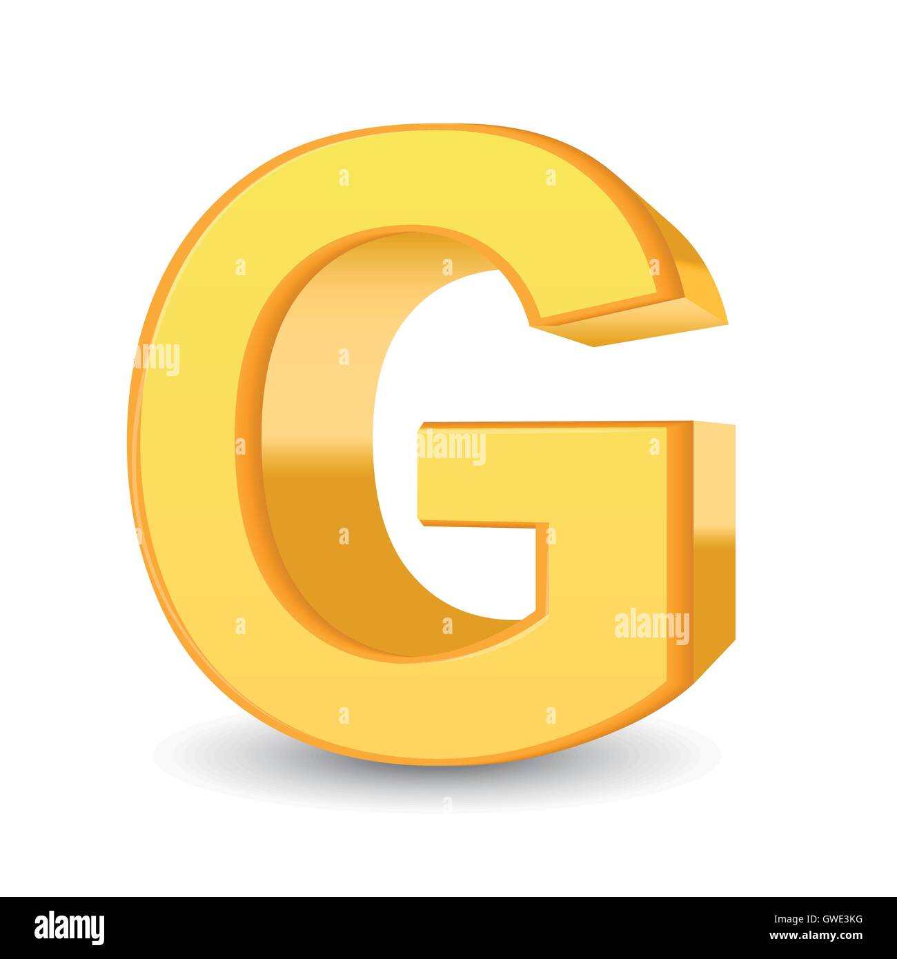 3D image yellow letter G isolated on white background Stock Vector ...