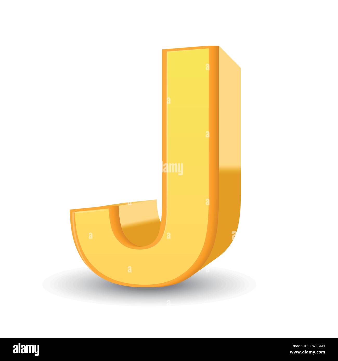 3D image yellow letter J isolated on white background Stock Vector ...
