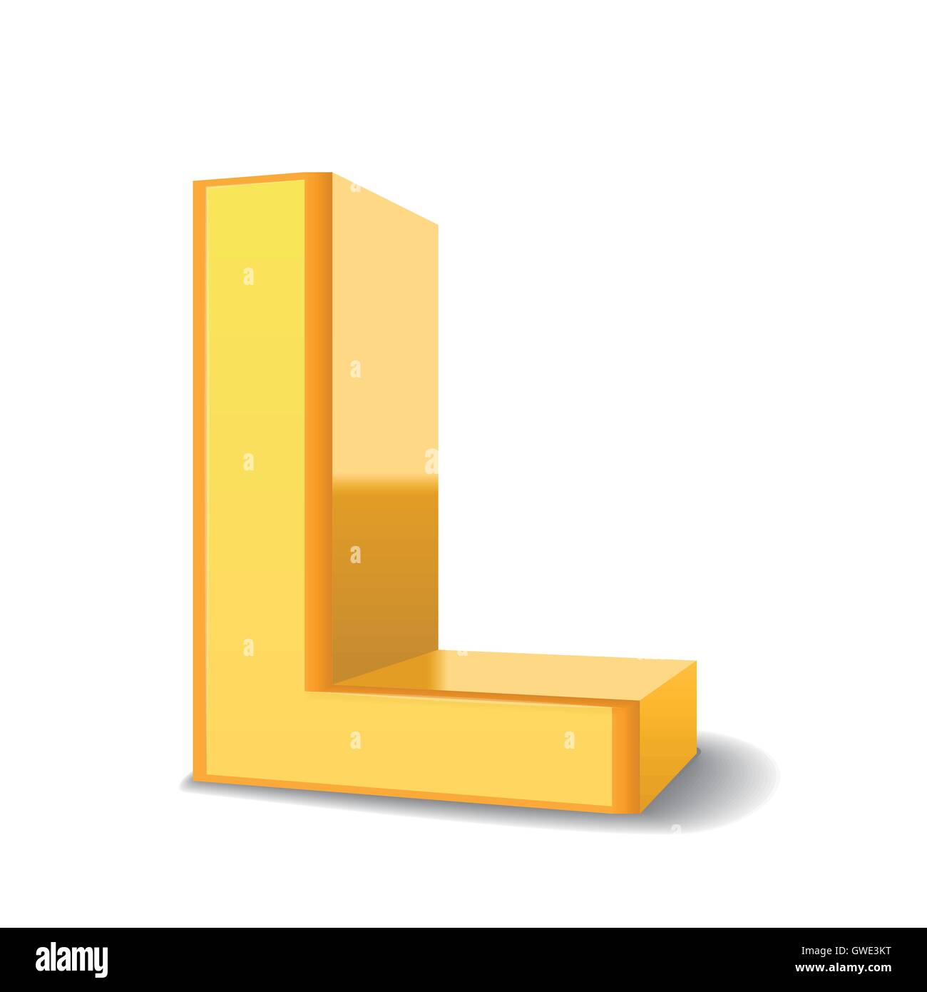 3D image yellow letter L isolated on white background Stock Vector ...