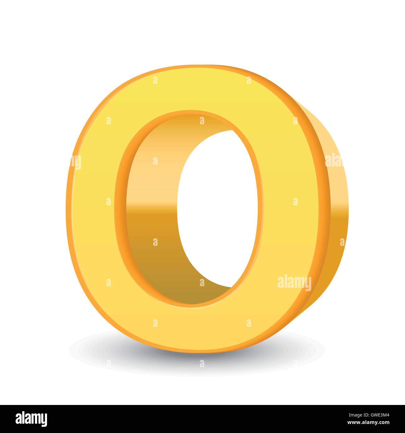 3D image yellow letter O isolated on white background Stock Vector ...