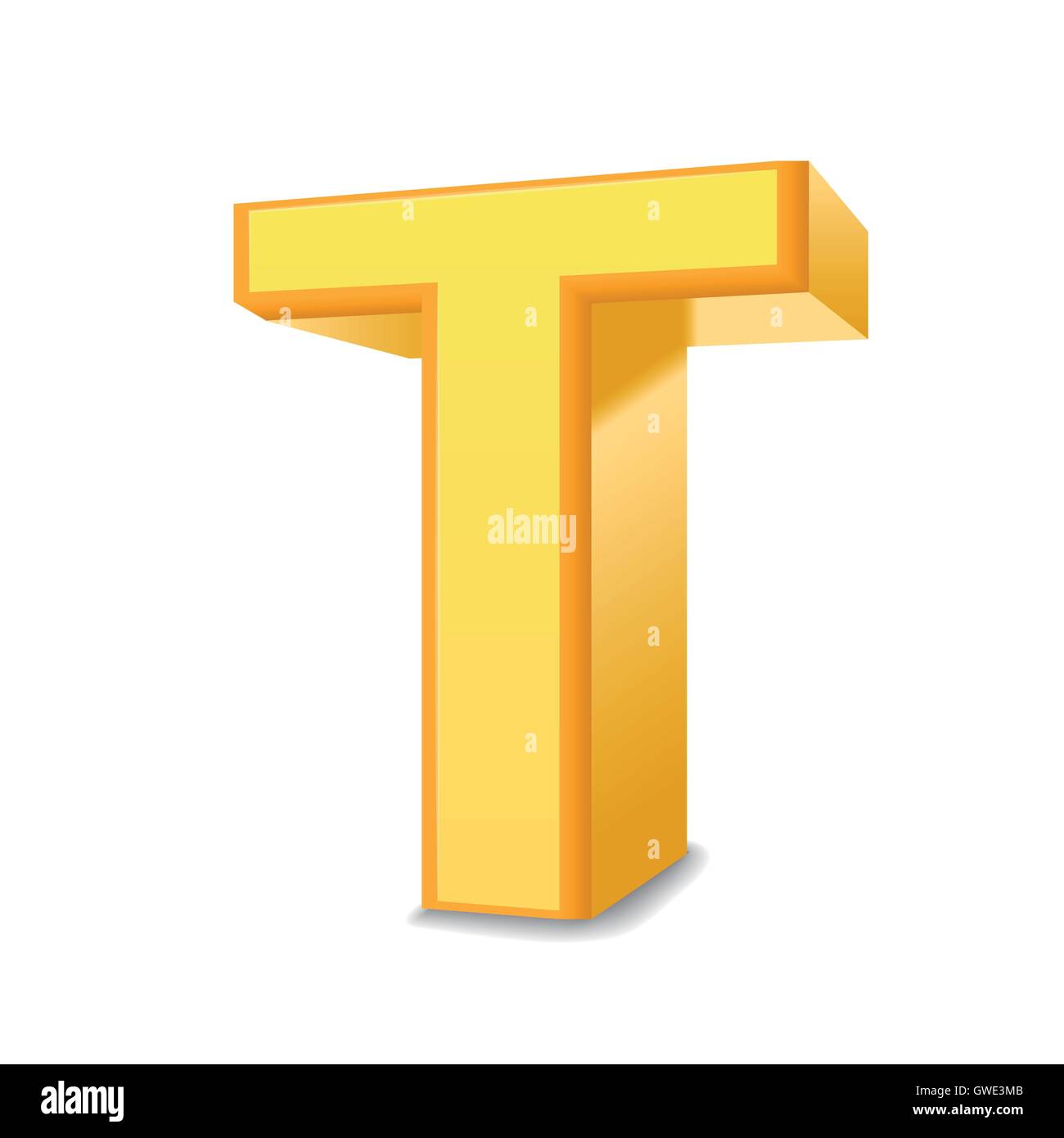 3D image yellow letter T isolated on white background Stock Vector ...