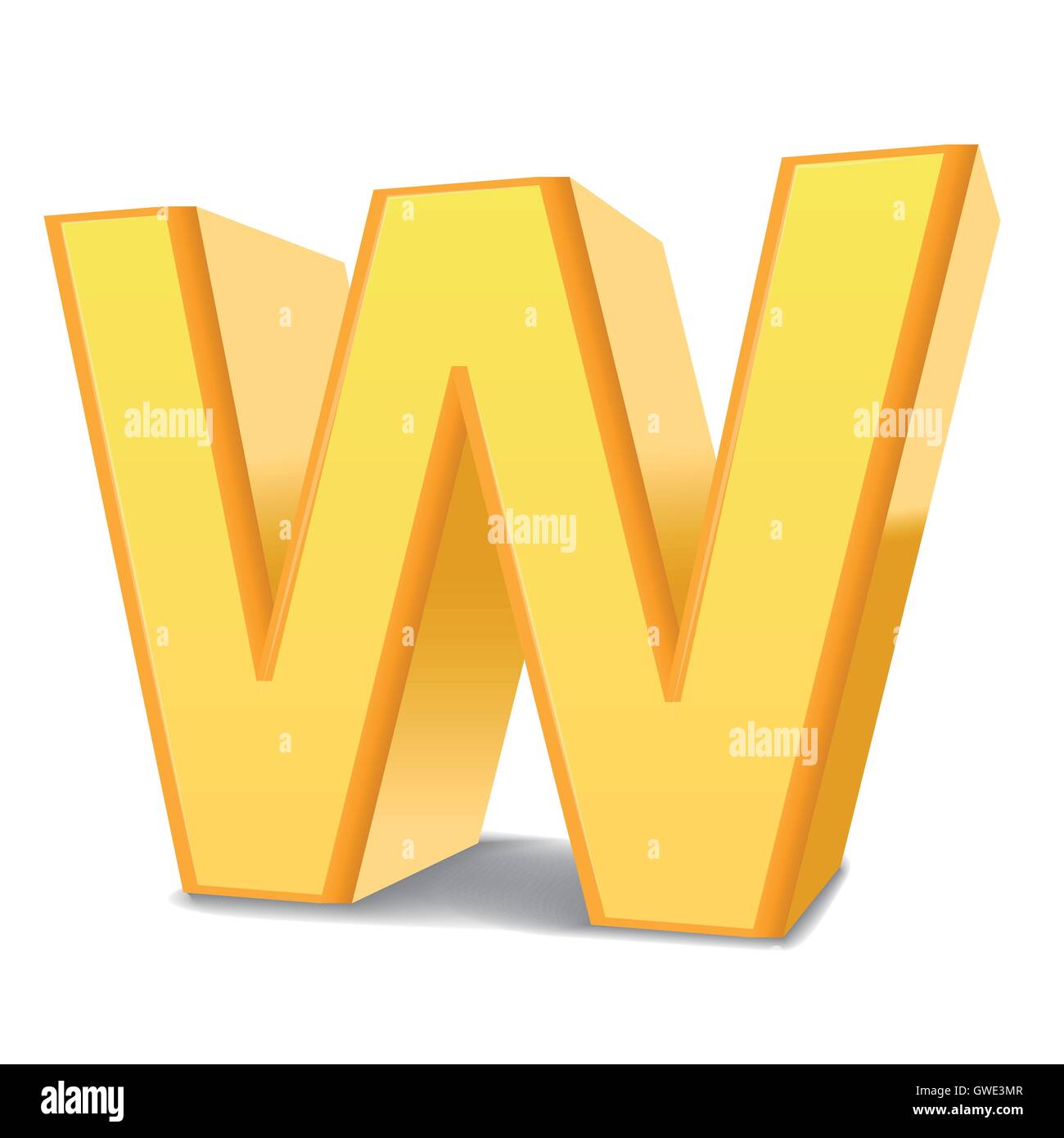 3D image yellow letter W isolated on white background Stock Vector ...
