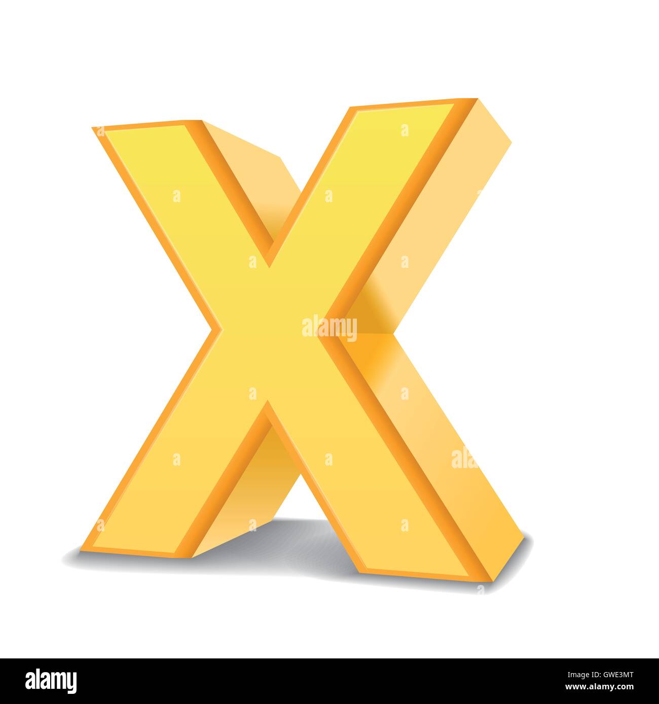 3D image yellow letter X isolated on white background Stock Vector ...