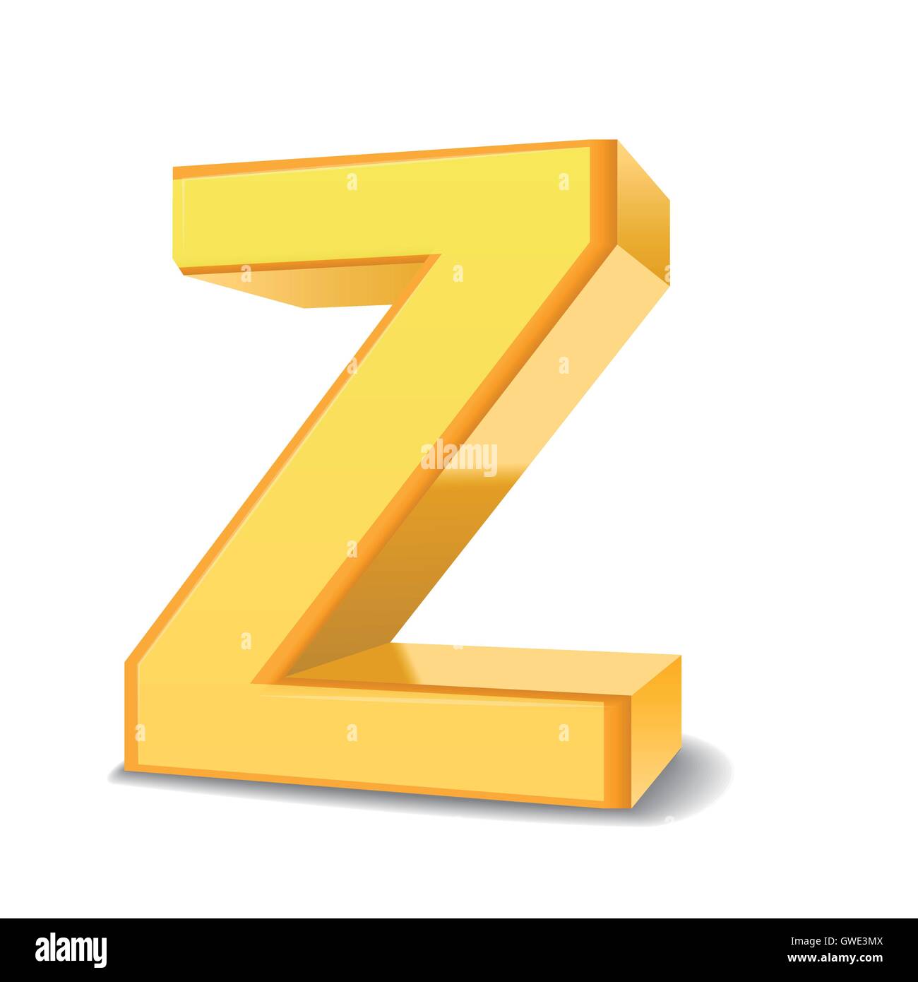 3D image yellow letter Z isolated on white background Stock Vector ...