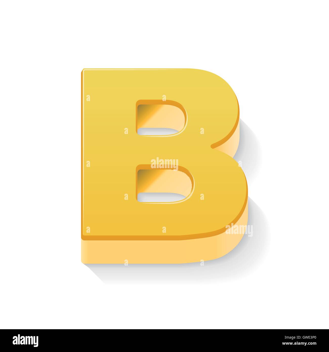 3D image yellow letter B isolated on white background Stock Vector ...