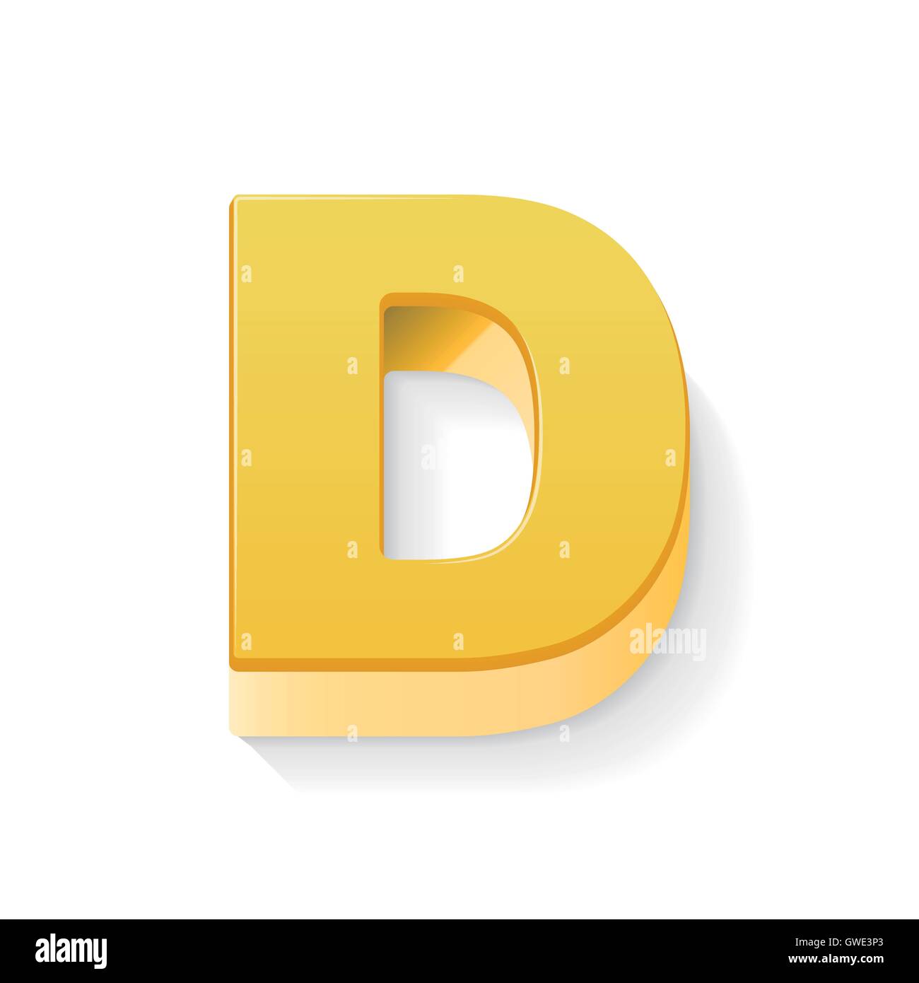 3D image yellow letter D isolated on white background Stock Vector ...