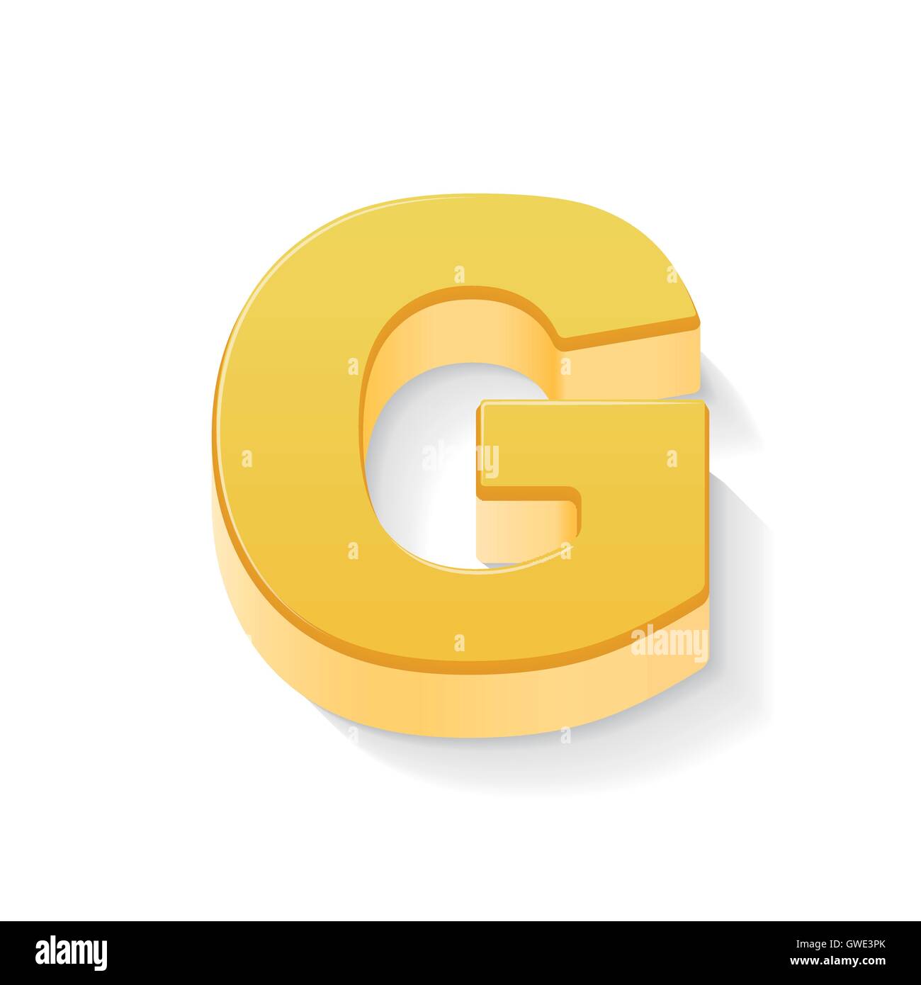 3D image yellow letter G isolated on white background Stock Vector ...