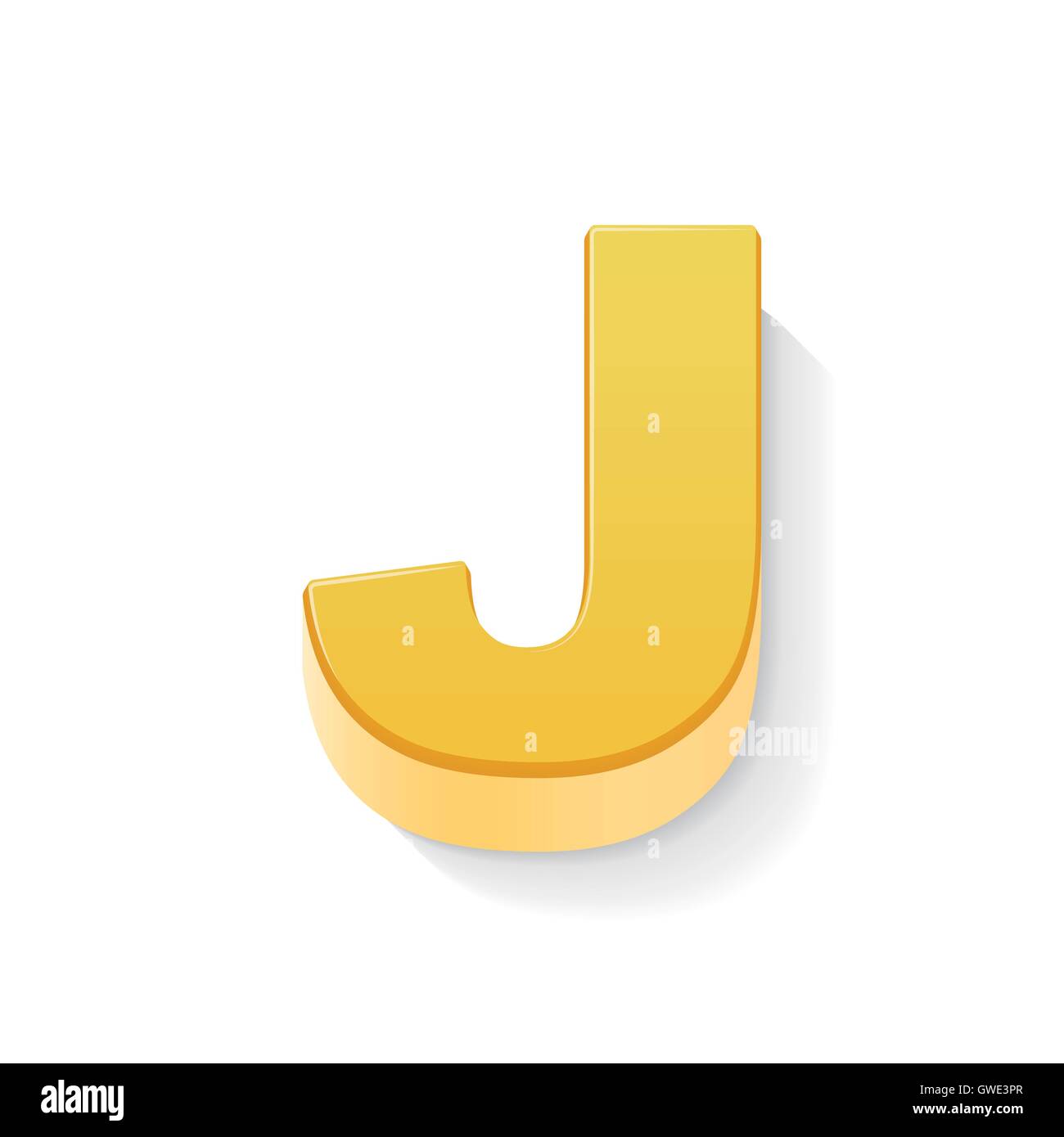 3D image yellow letter J isolated on white background Stock Vector ...