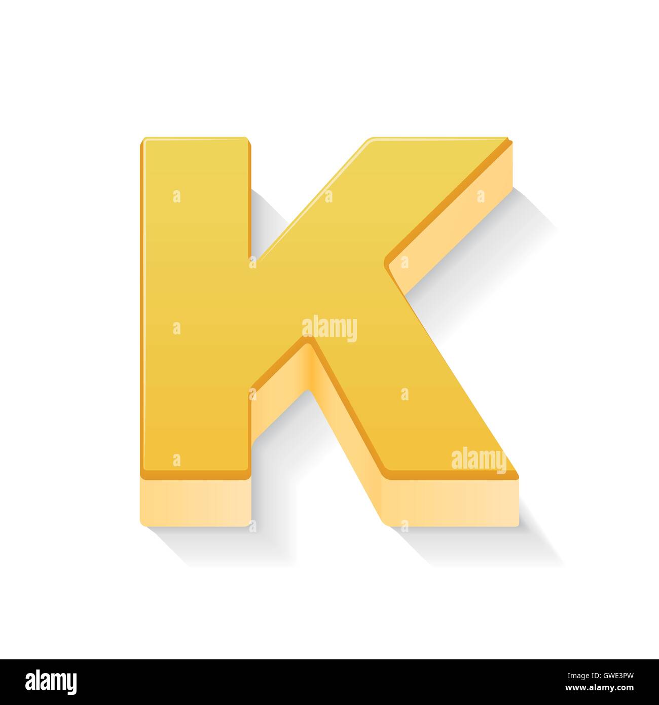 3D image yellow letter K isolated on white background Stock Vector ...