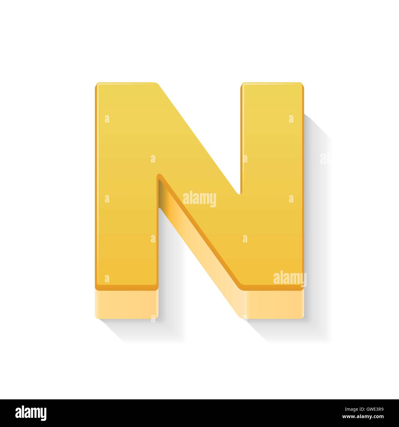 3D image yellow letter N isolated on white background Stock Vector ...