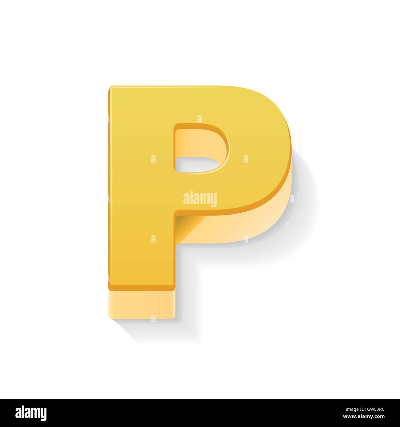 3D image yellow letter P isolated on white background Stock Vector ...