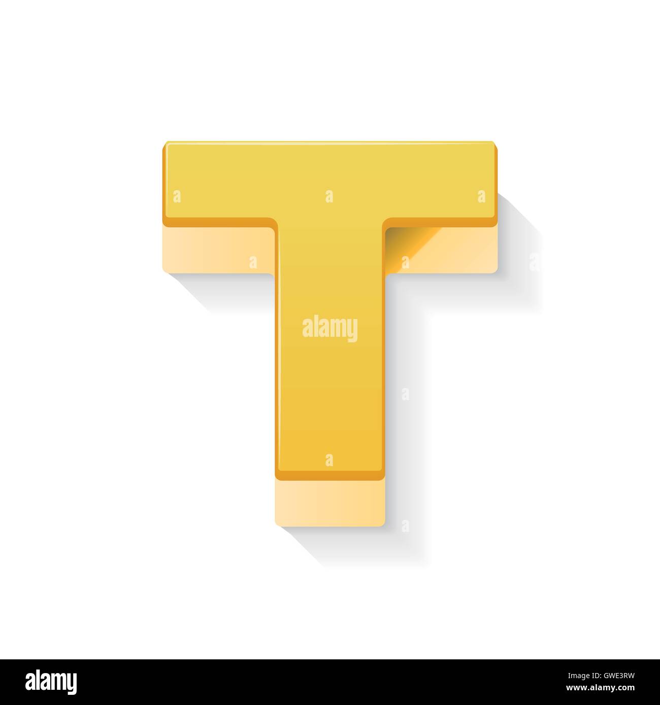 3D image yellow letter T isolated on white background Stock Vector ...