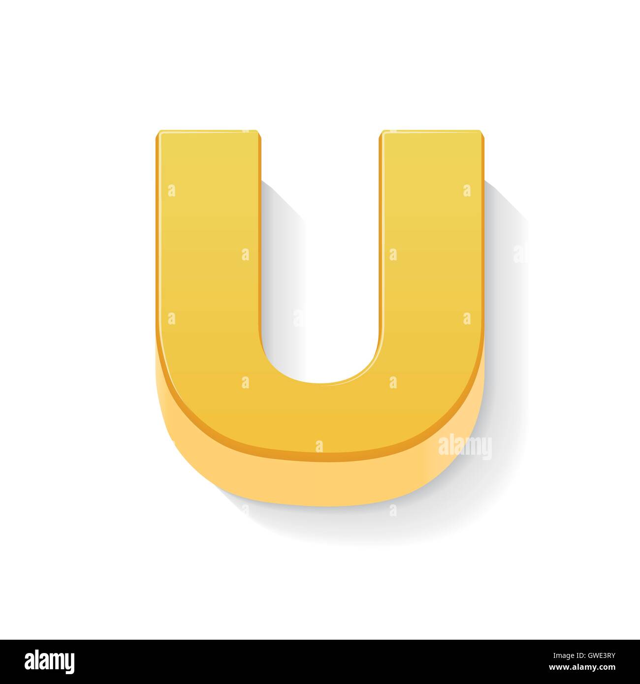 3D image yellow letter U isolated on white background Stock Vector ...