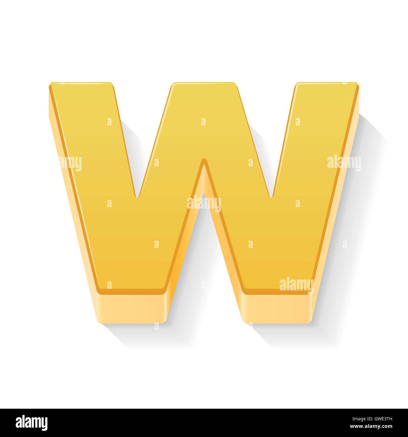 3D image yellow letter W isolated on white background Stock Vector ...