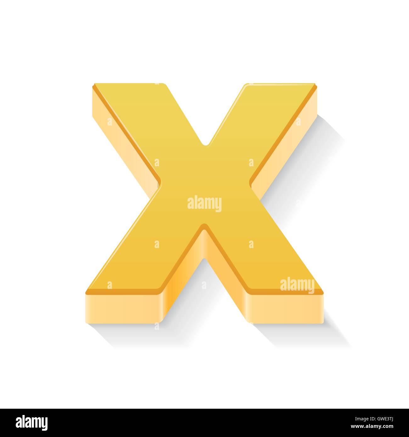 3D image yellow letter X isolated on white background Stock Vector ...