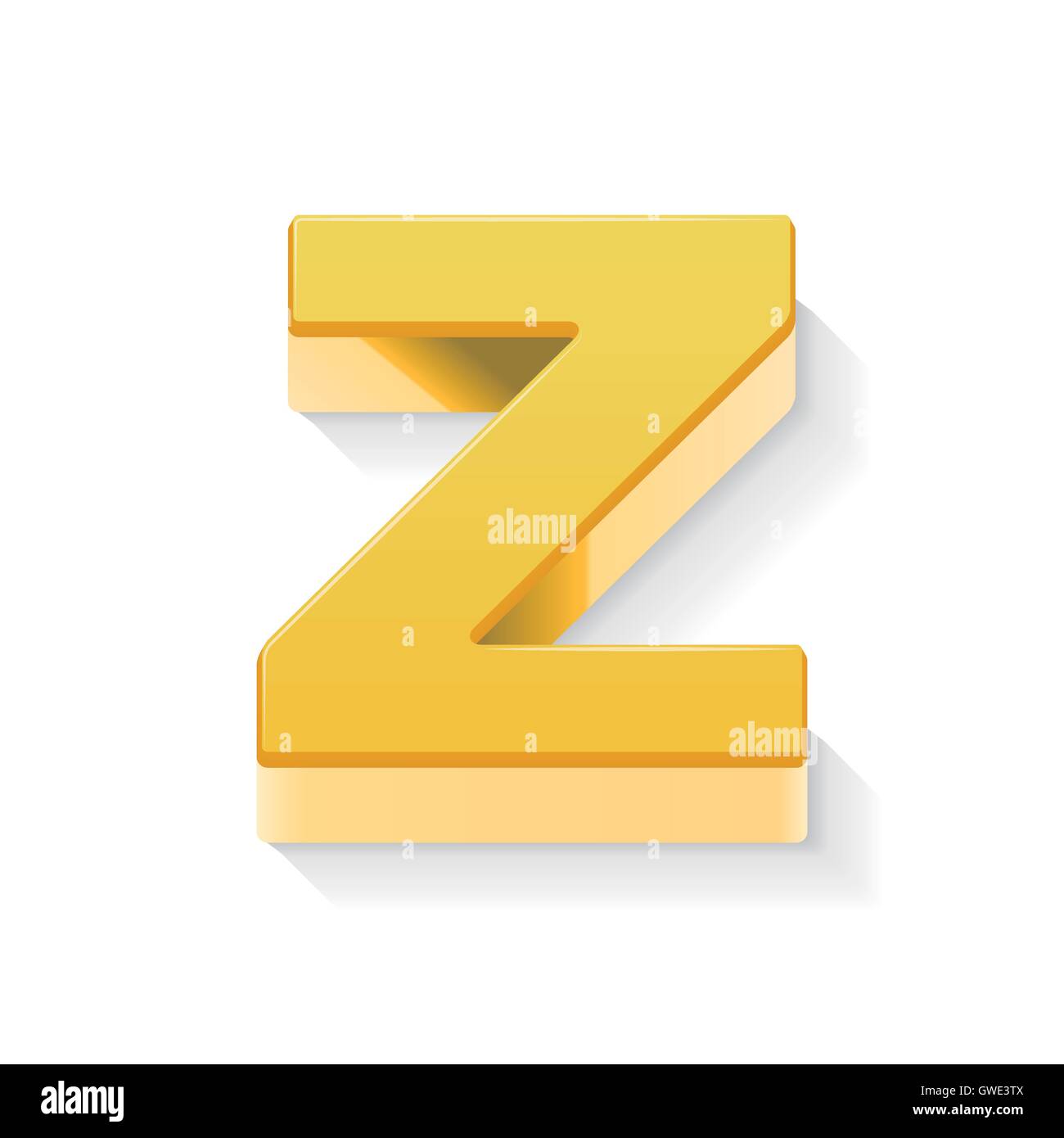 3D image yellow letter Z isolated on white background Stock Vector ...