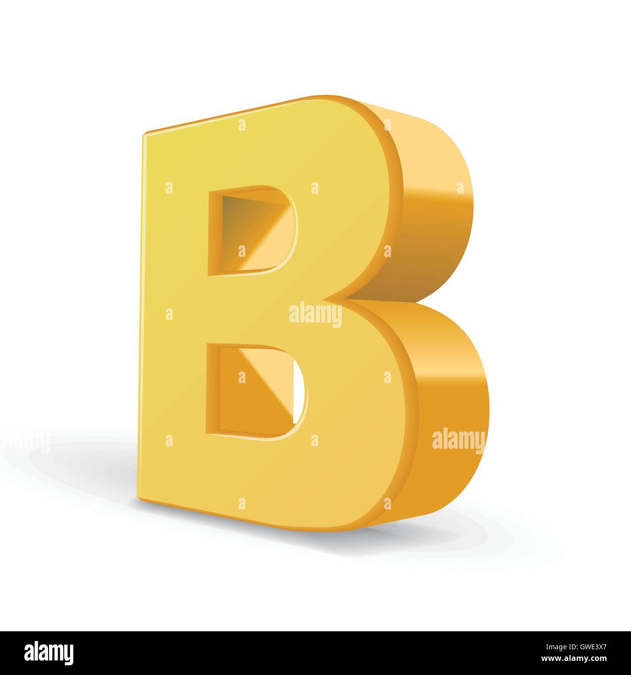 3D image yellow letter B isolated on white background Stock Vector ...