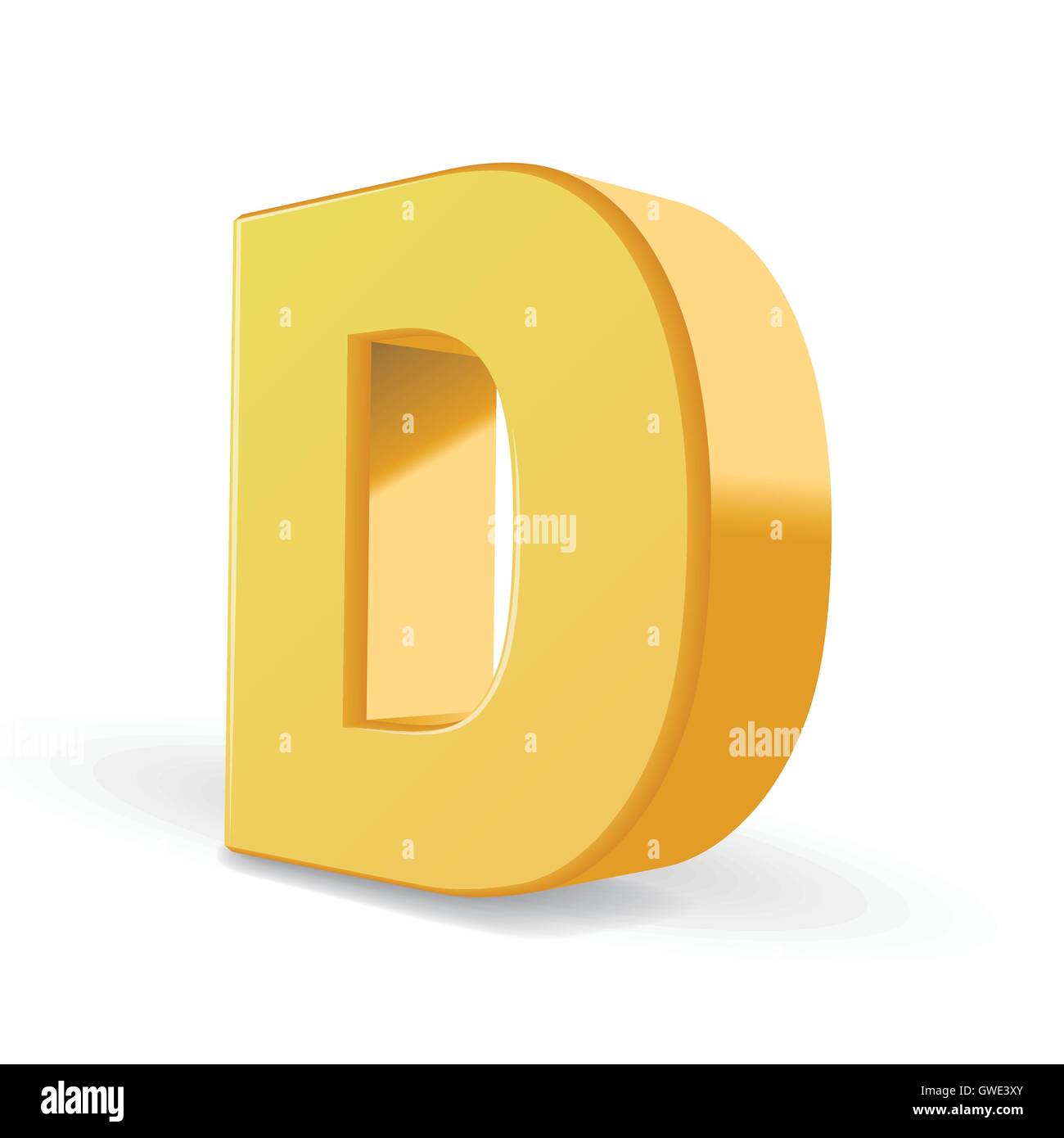 3D image yellow letter D isolated on white background Stock Vector ...