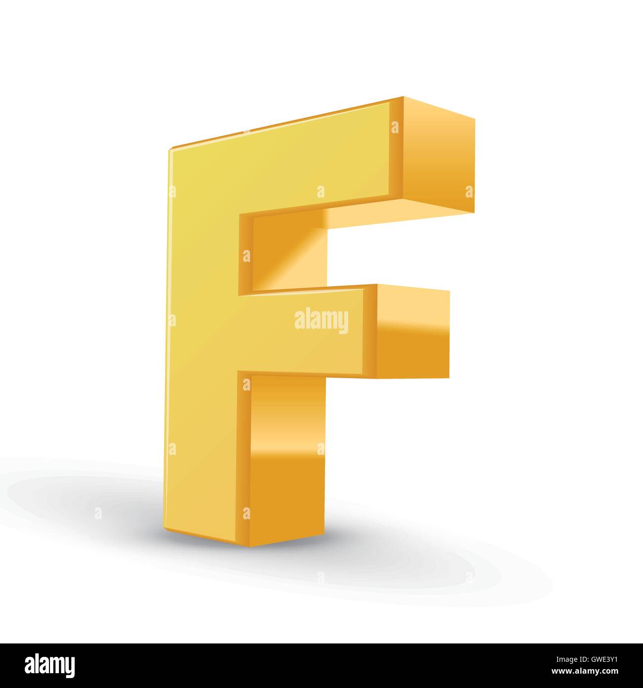 3D image yellow letter F isolated on white background Stock Vector ...