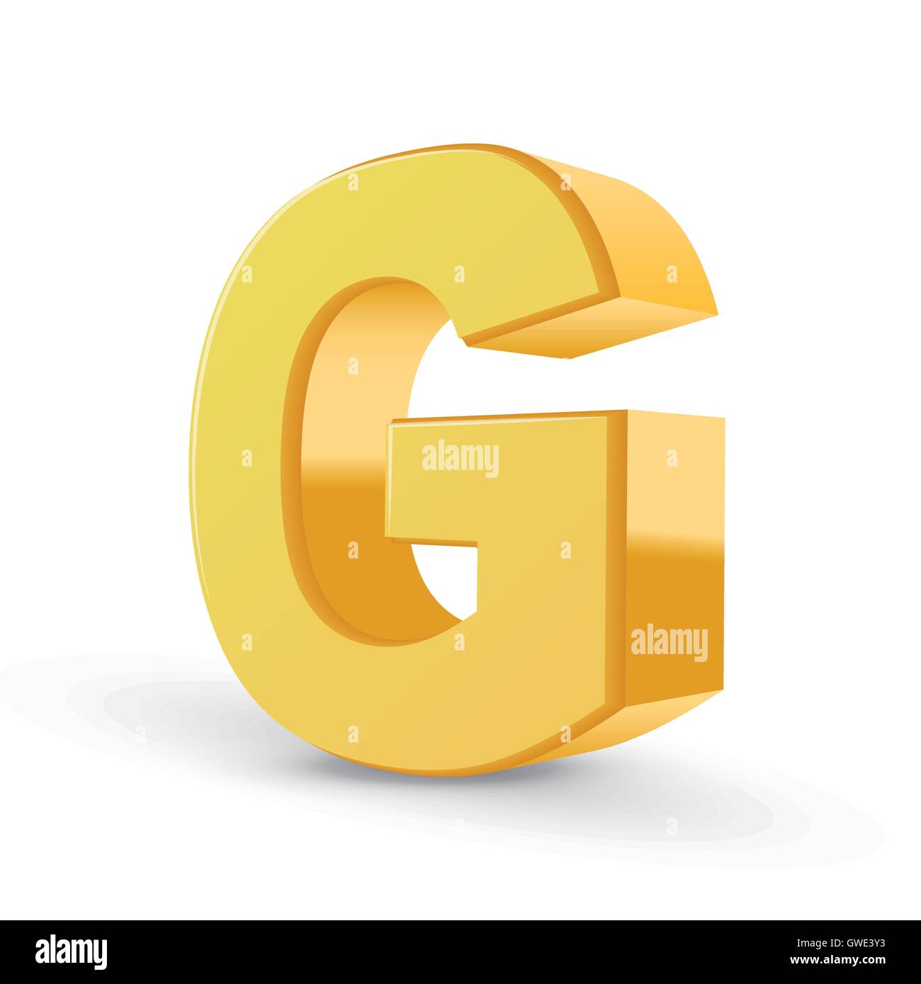 3D image yellow letter G isolated on white background Stock Vector ...