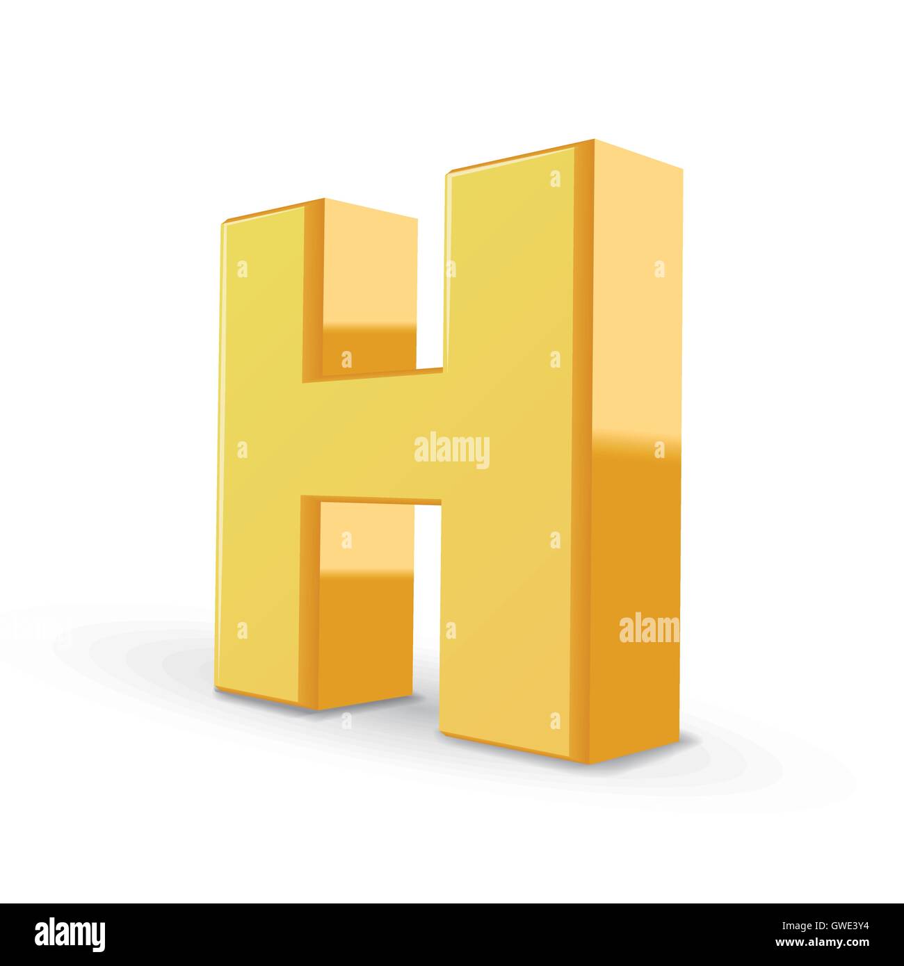 3D image yellow letter H isolated on white background Stock Vector ...
