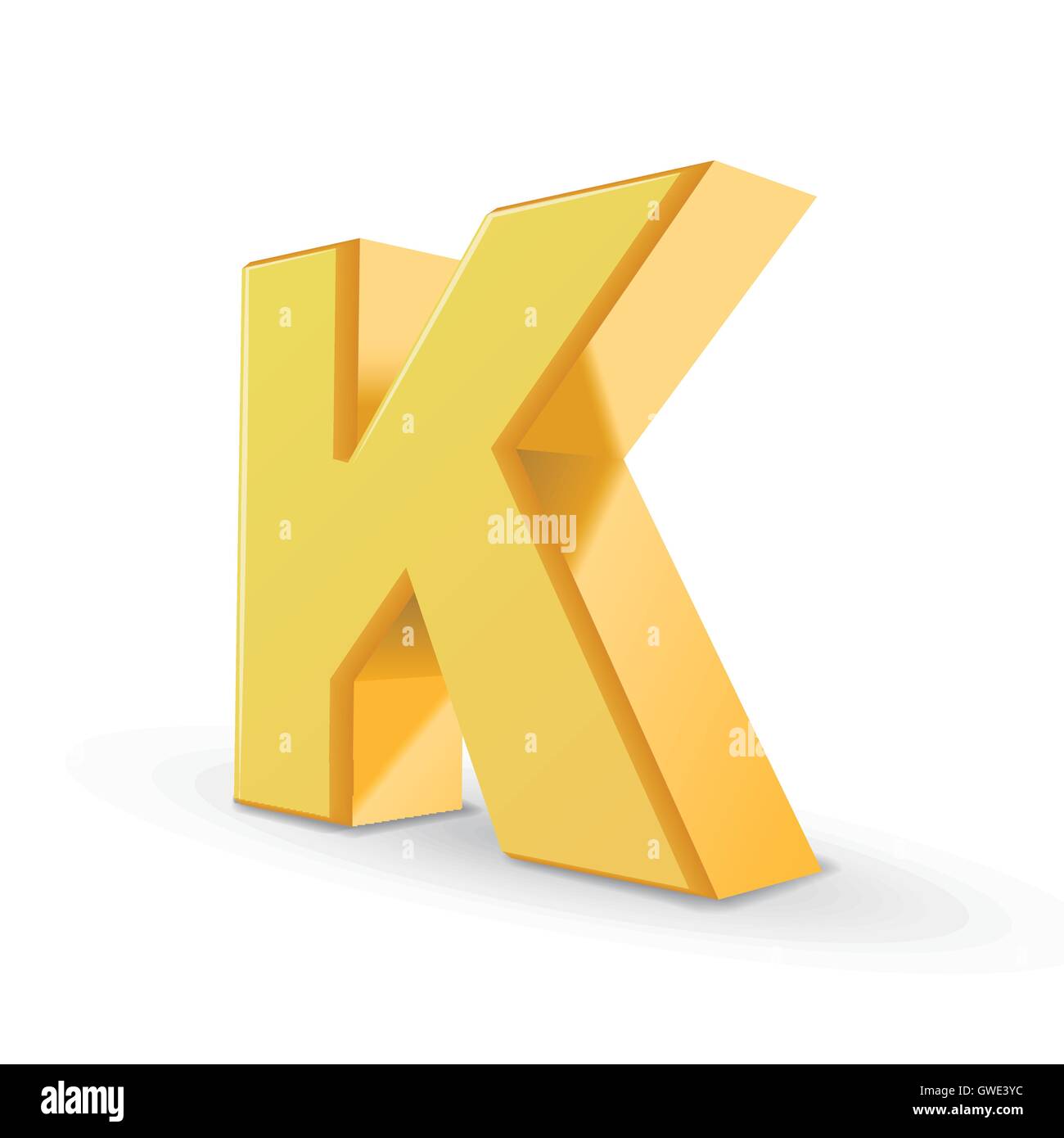 3D image yellow letter K isolated on white background Stock Vector ...