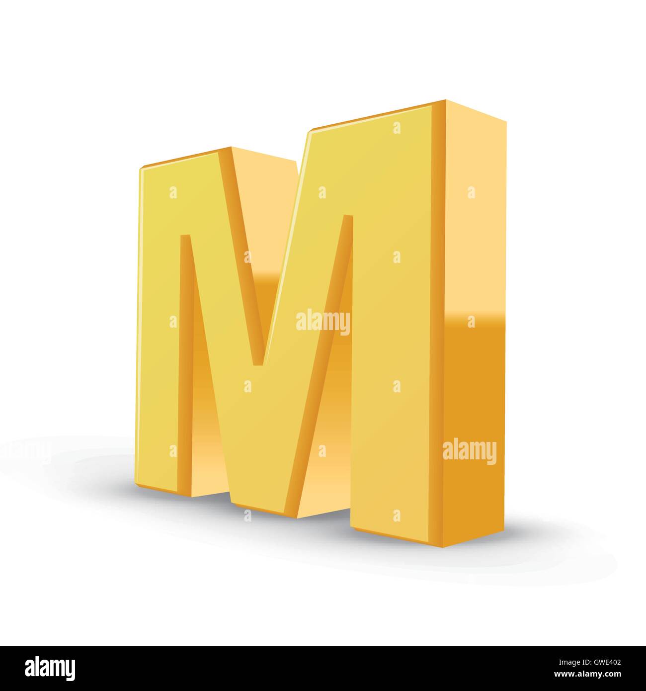 3D image yellow letter M isolated on white background Stock Vector ...