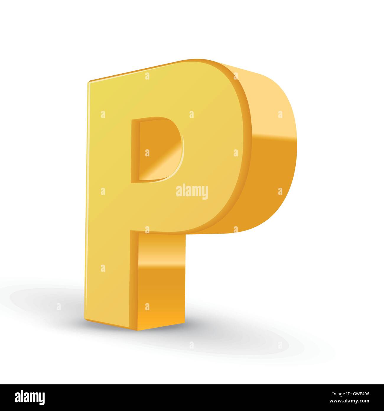 3D image yellow letter P isolated on white background Stock Vector ...