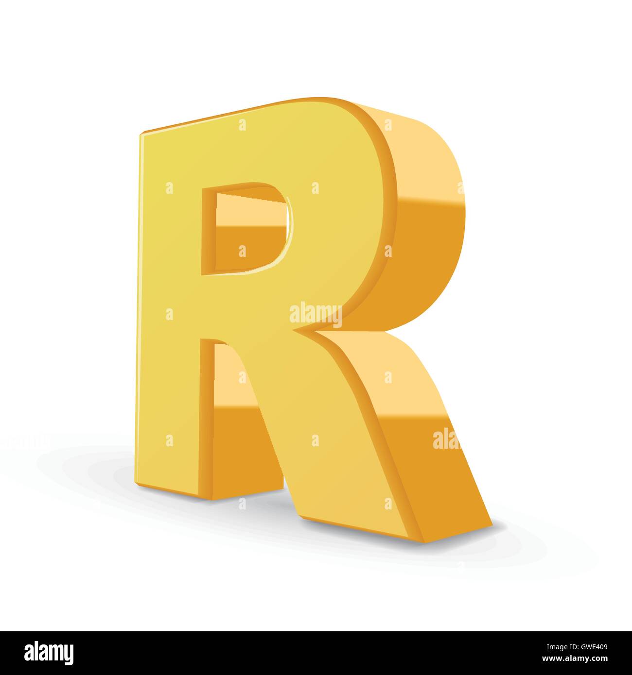 3D image yellow letter R isolated on white background Stock Vector ...