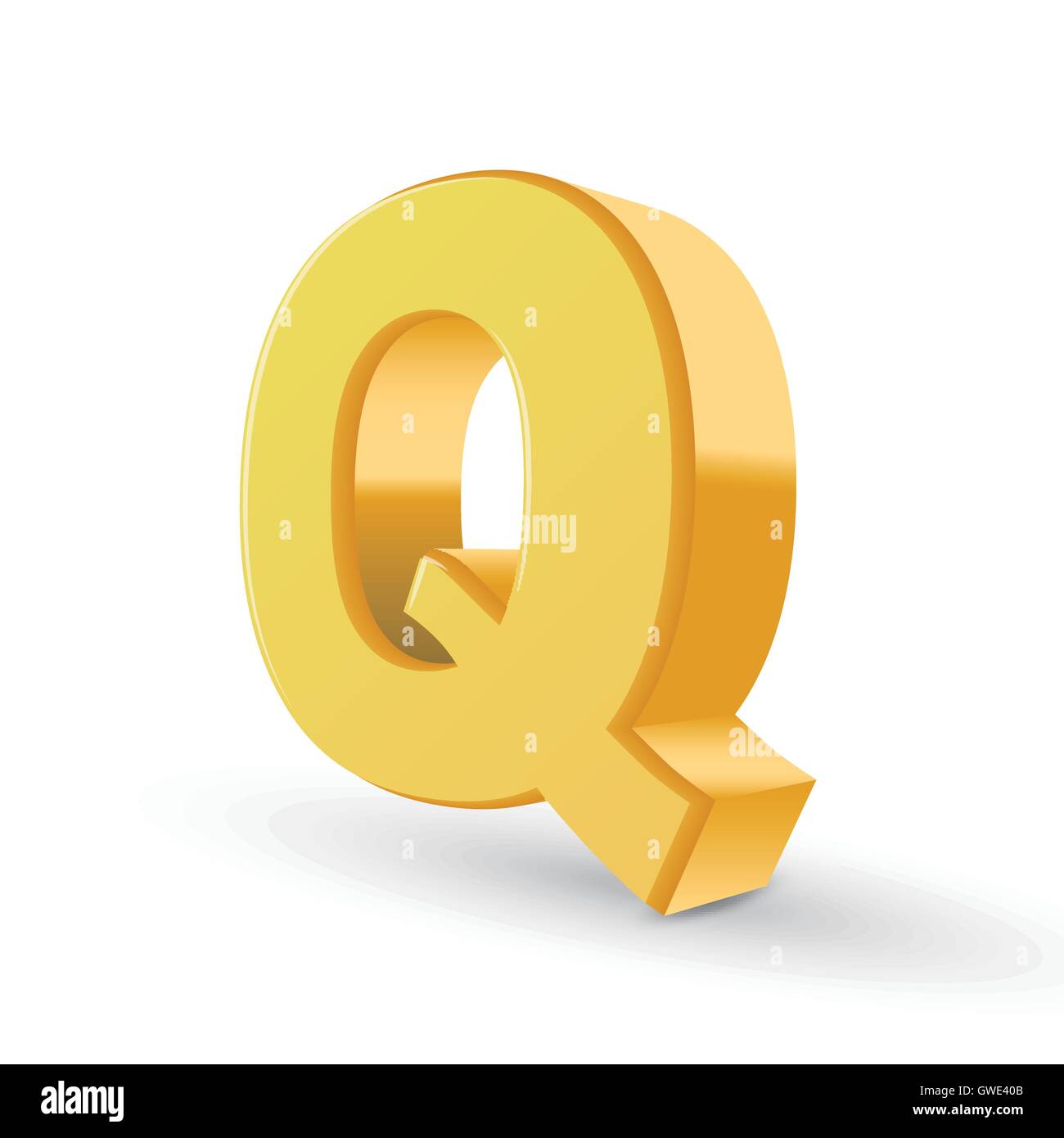 3D image yellow letter Q isolated on white background Stock Vector ...