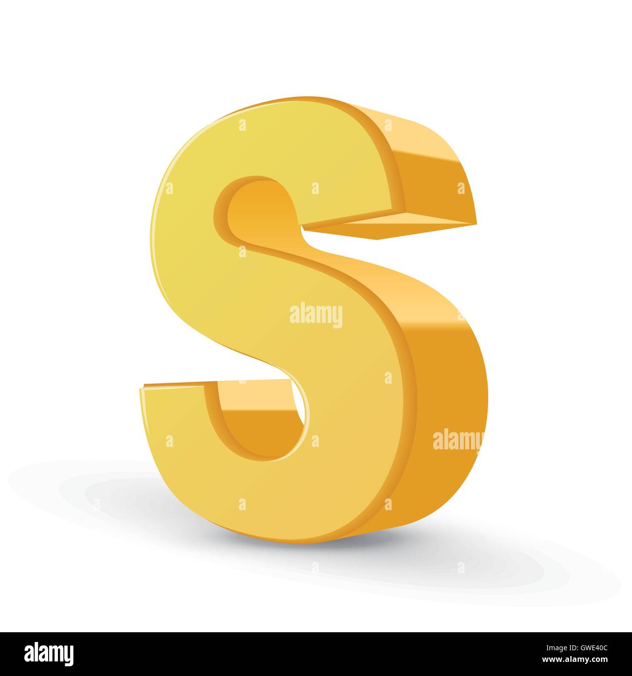 3D image yellow letter S isolated on white background Stock Vector ...