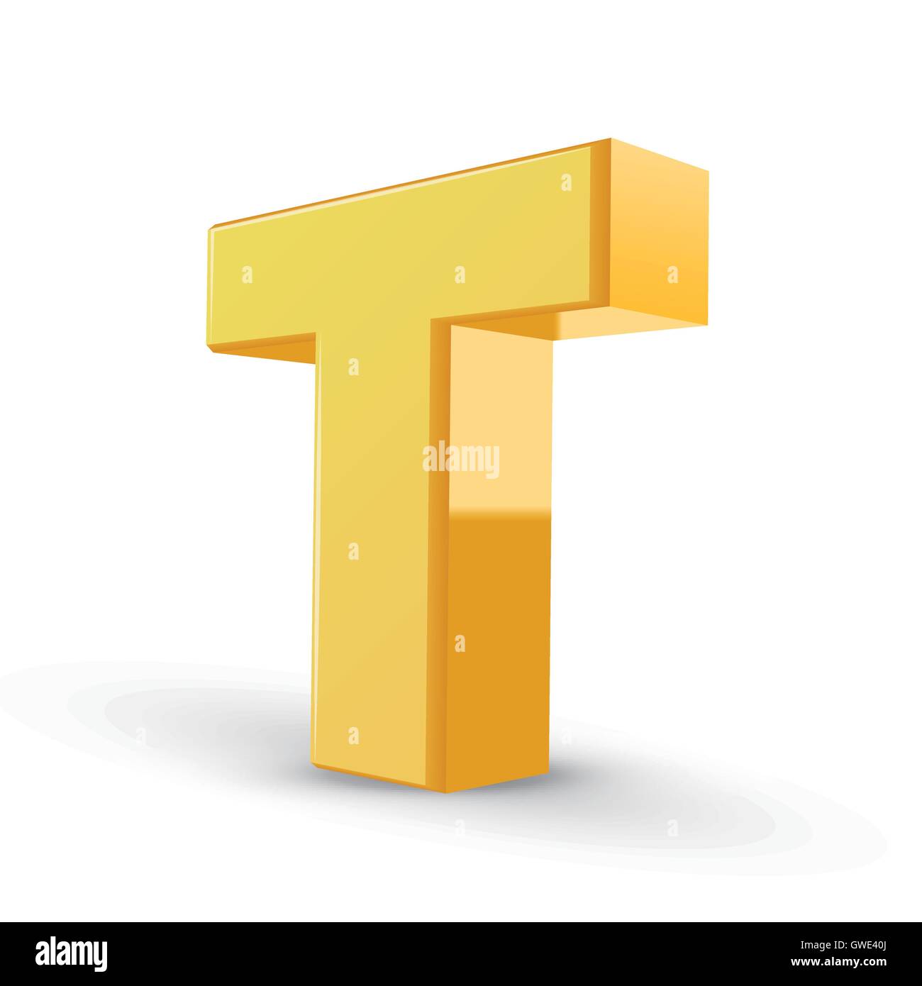 3D image yellow letter T isolated on white background Stock Vector ...