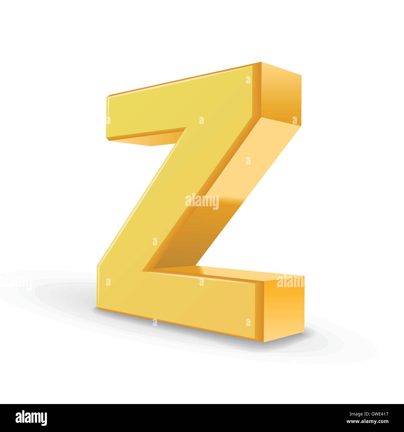 3D image yellow letter Z isolated on white background Stock Vector ...