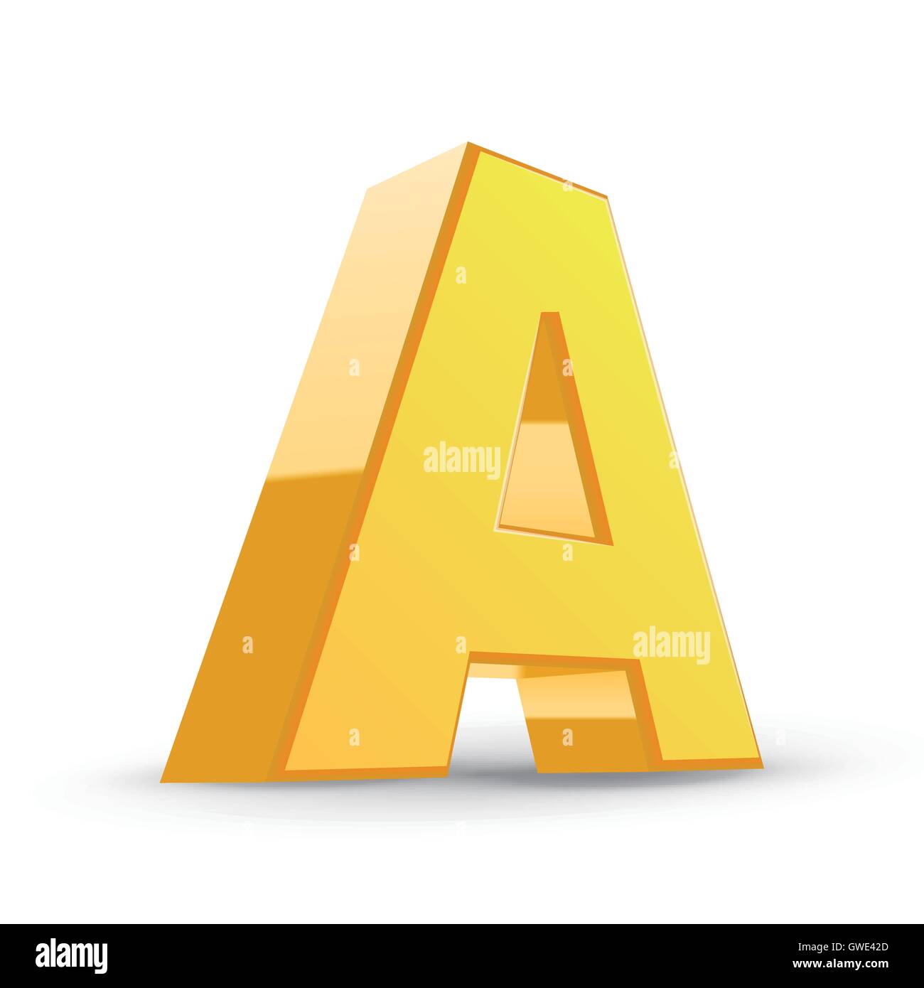 3D image yellow letter A isolated on white background Stock Vector ...