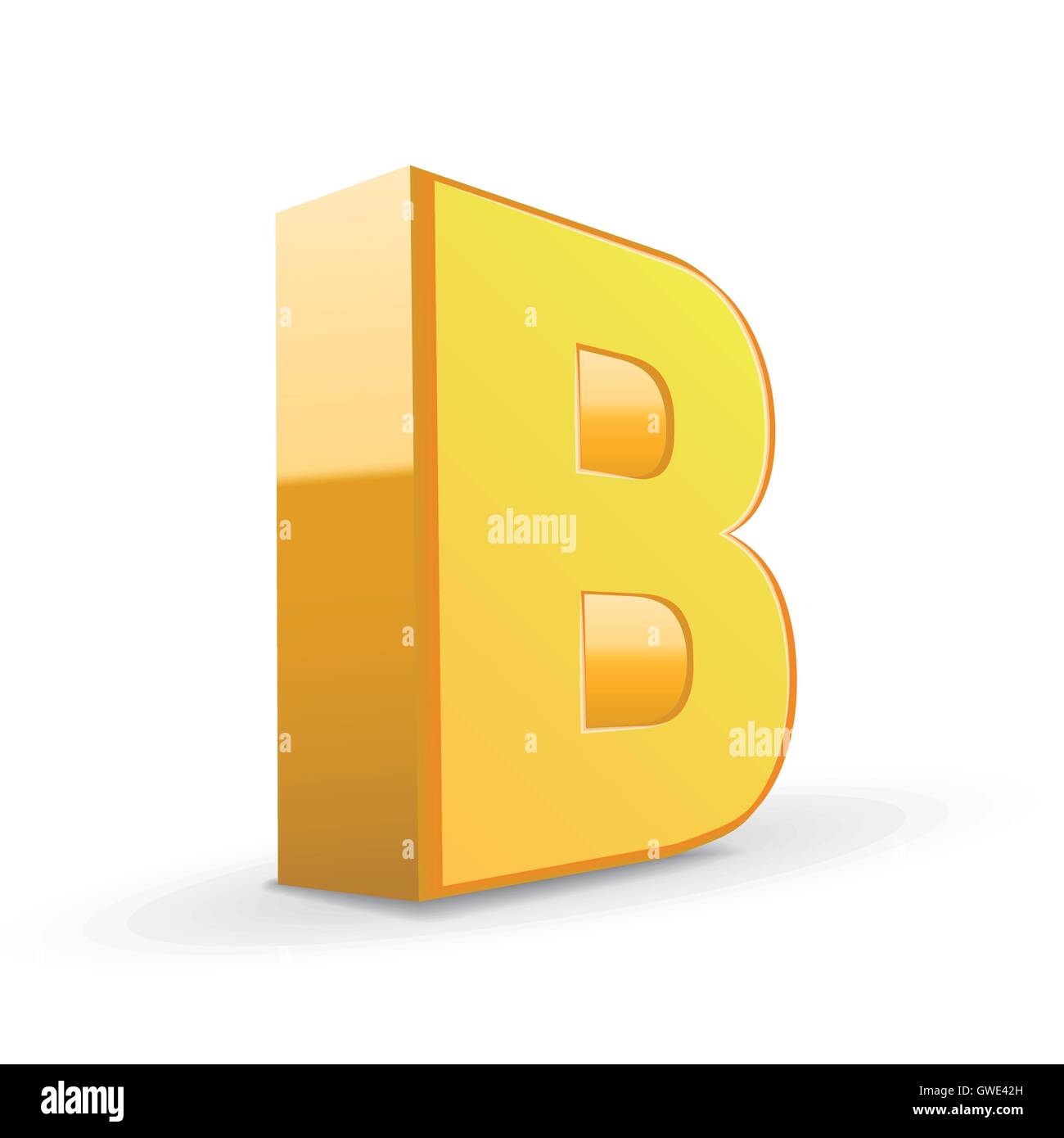 3D image yellow letter B isolated on white background Stock Vector ...