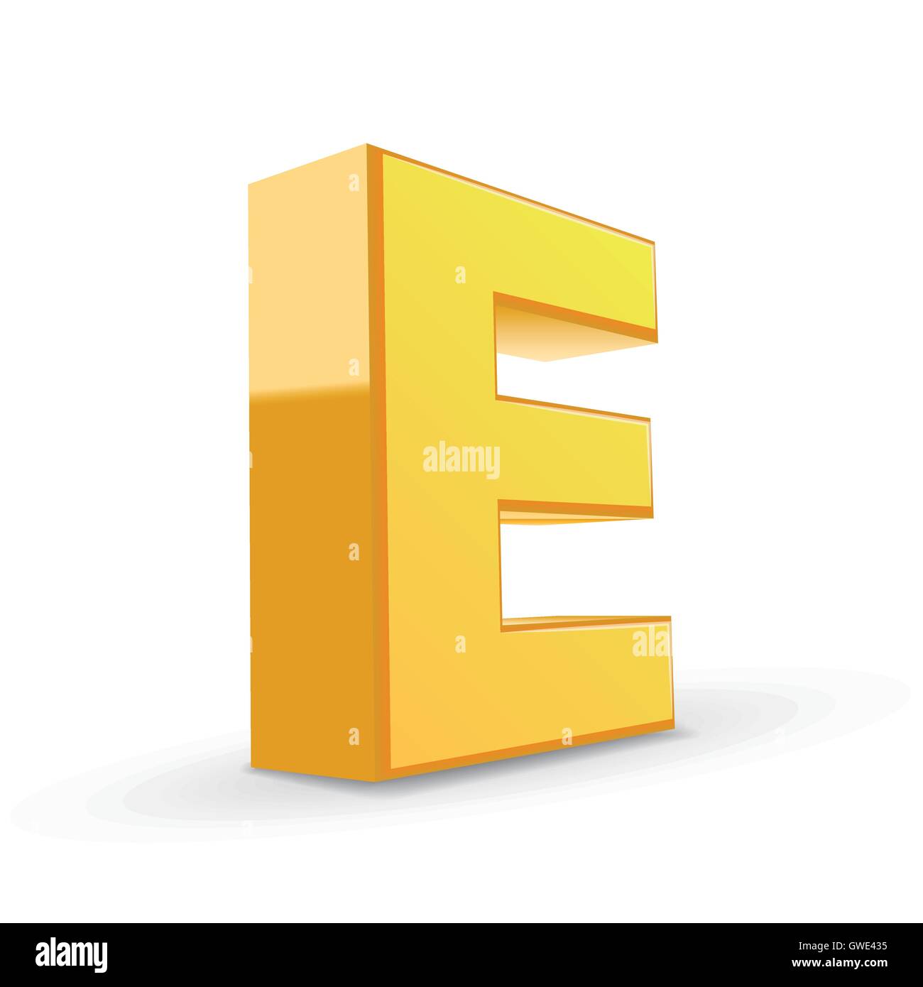 3D image yellow letter E isolated on white background Stock Vector ...