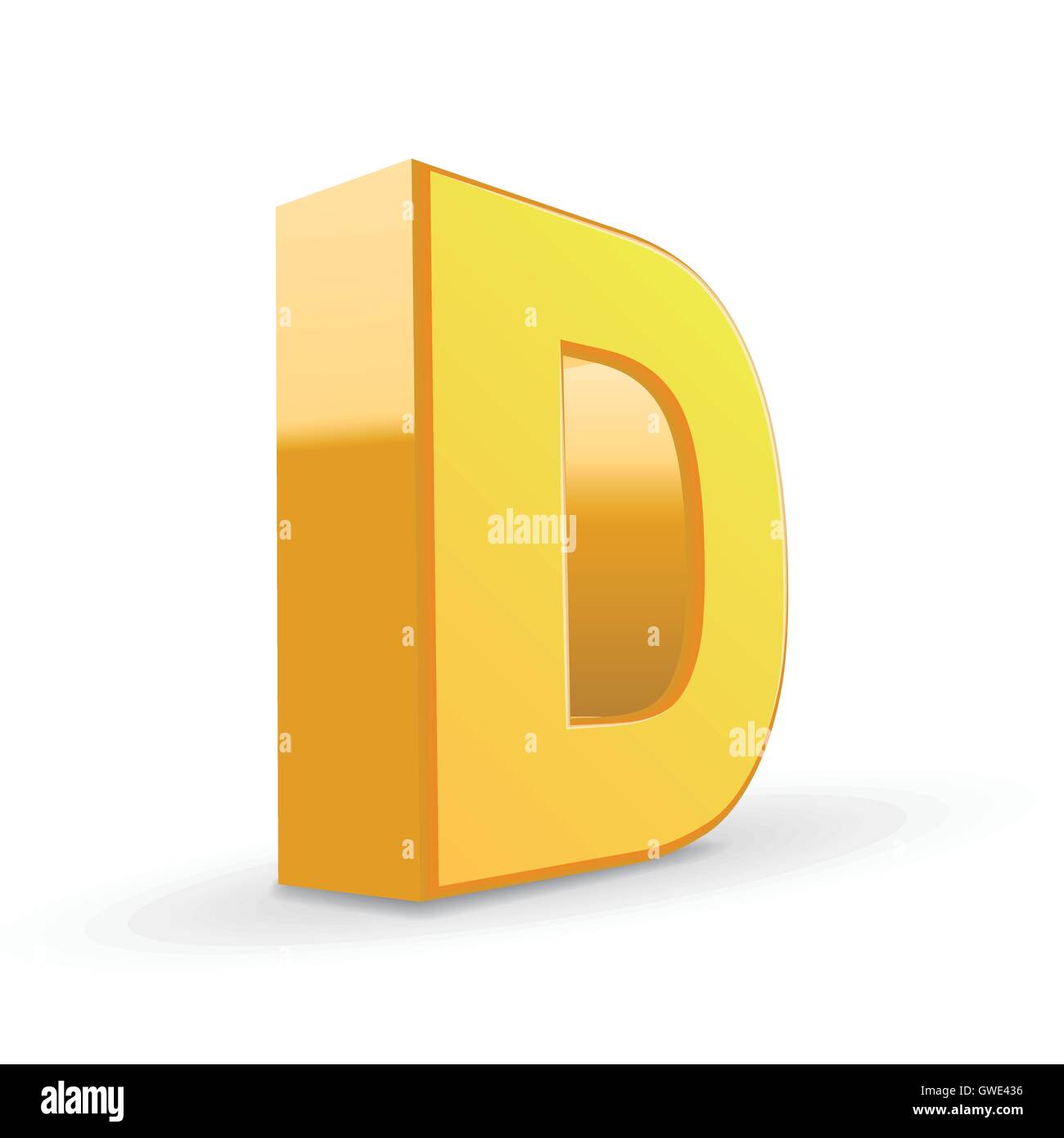 3D image yellow letter D isolated on white background Stock Vector ...