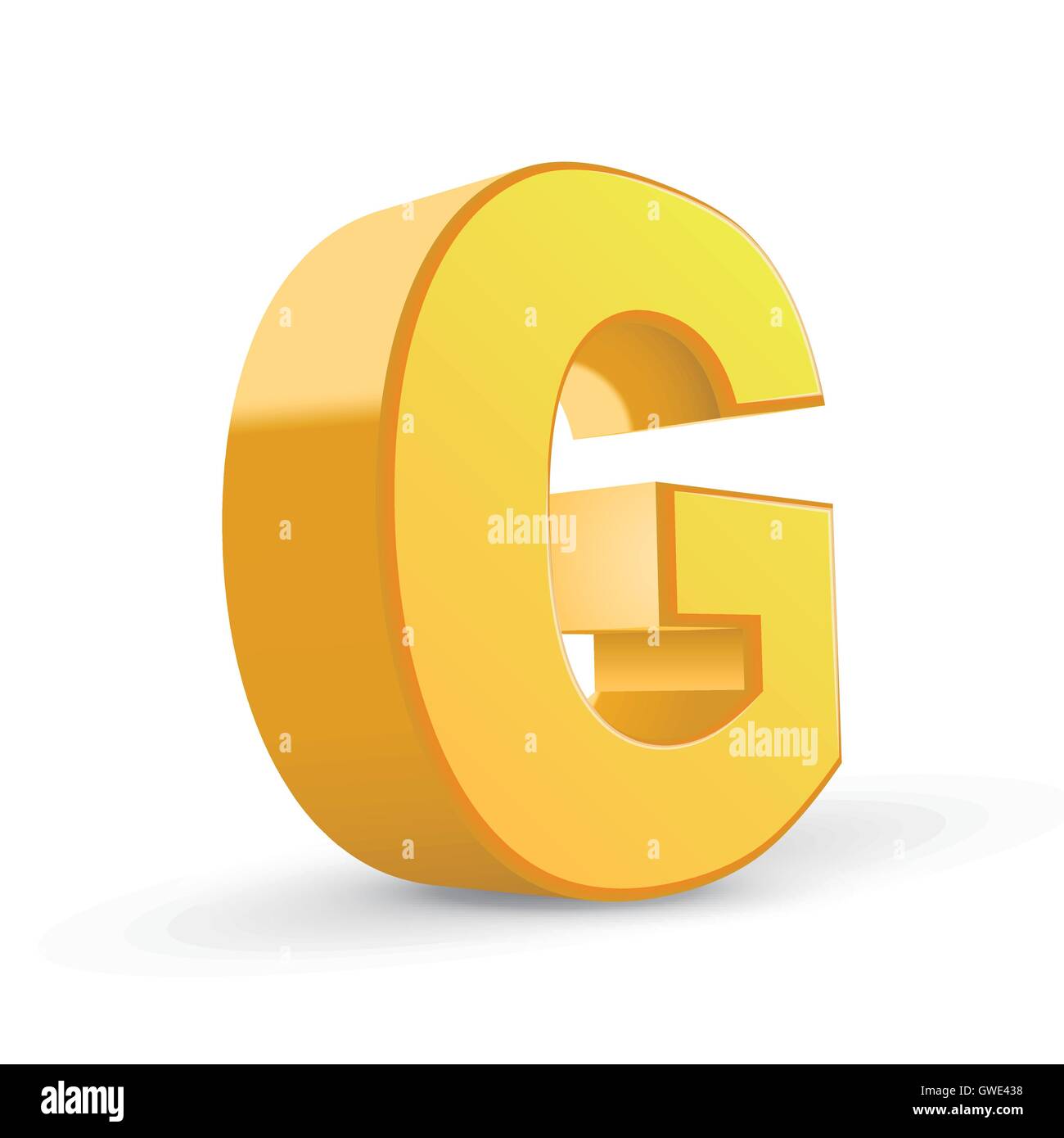 3D image yellow letter G isolated on white background Stock Vector ...