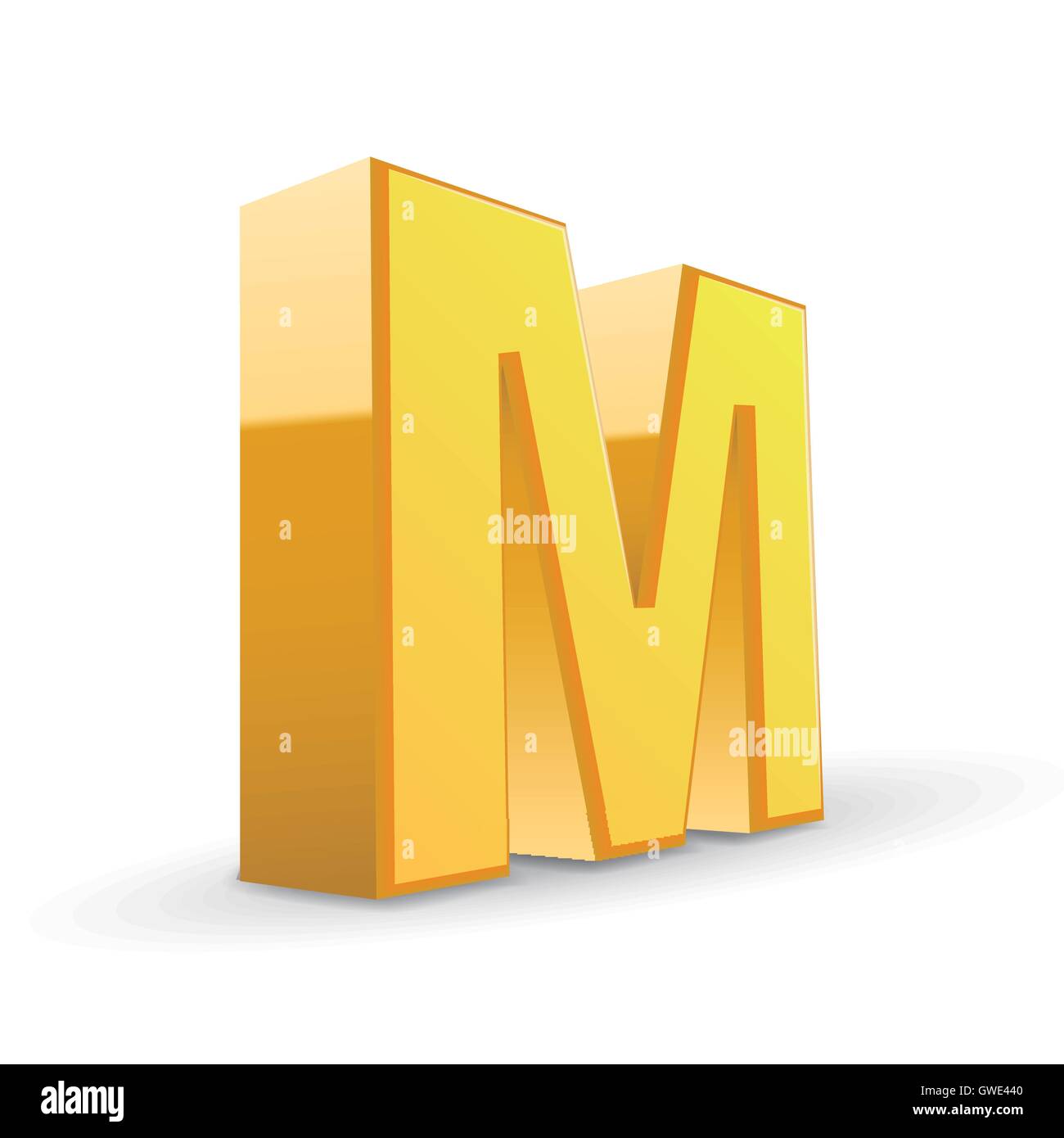 3D image yellow letter M isolated on white background Stock Vector ...