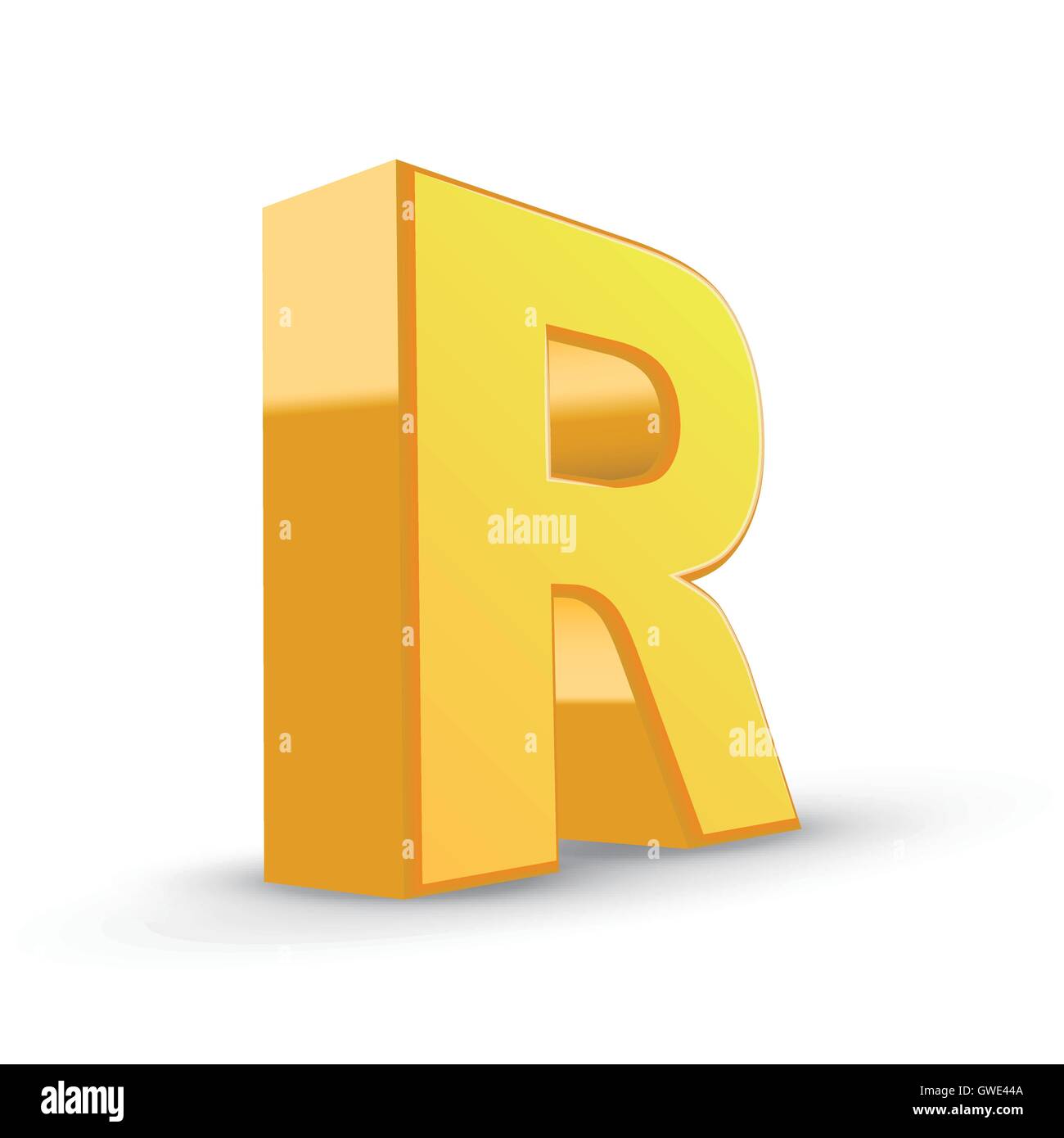 3D image yellow letter R isolated on white background Stock Vector ...