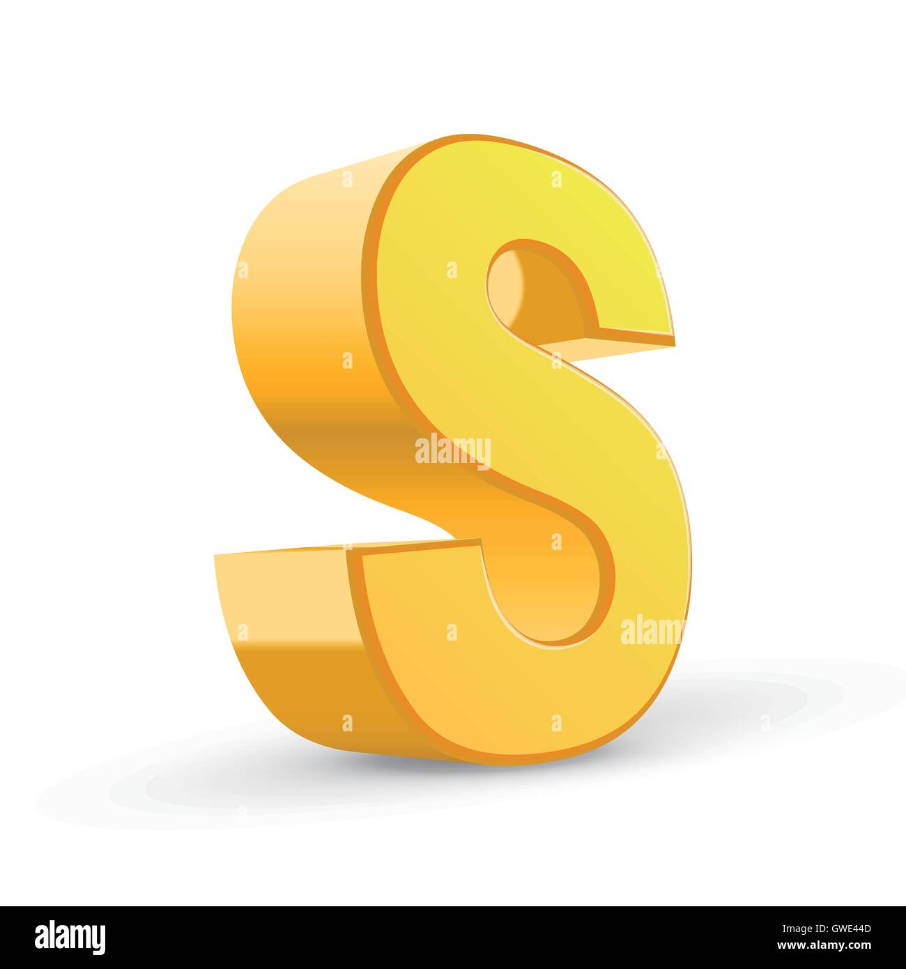 3D image yellow letter S isolated on white background Stock Vector ...