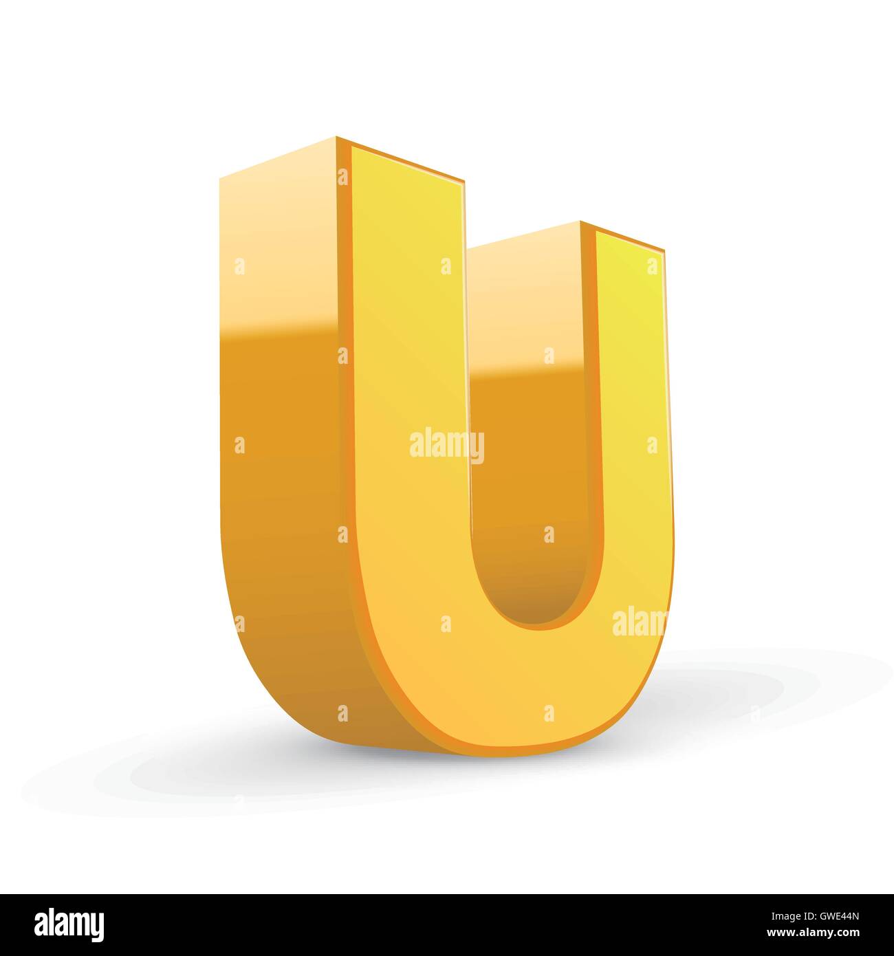 3D image yellow letter U isolated on white background Stock Vector ...