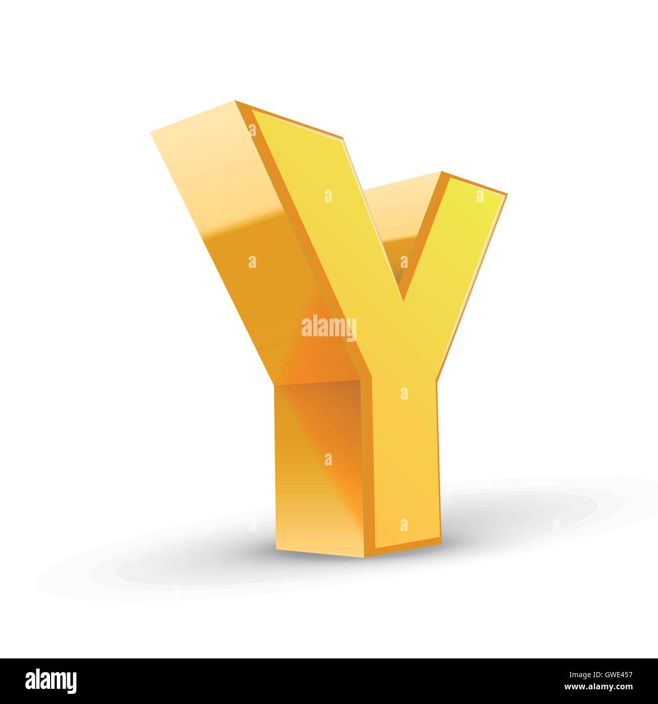 3D image yellow letter Y isolated on white background Stock Vector ...