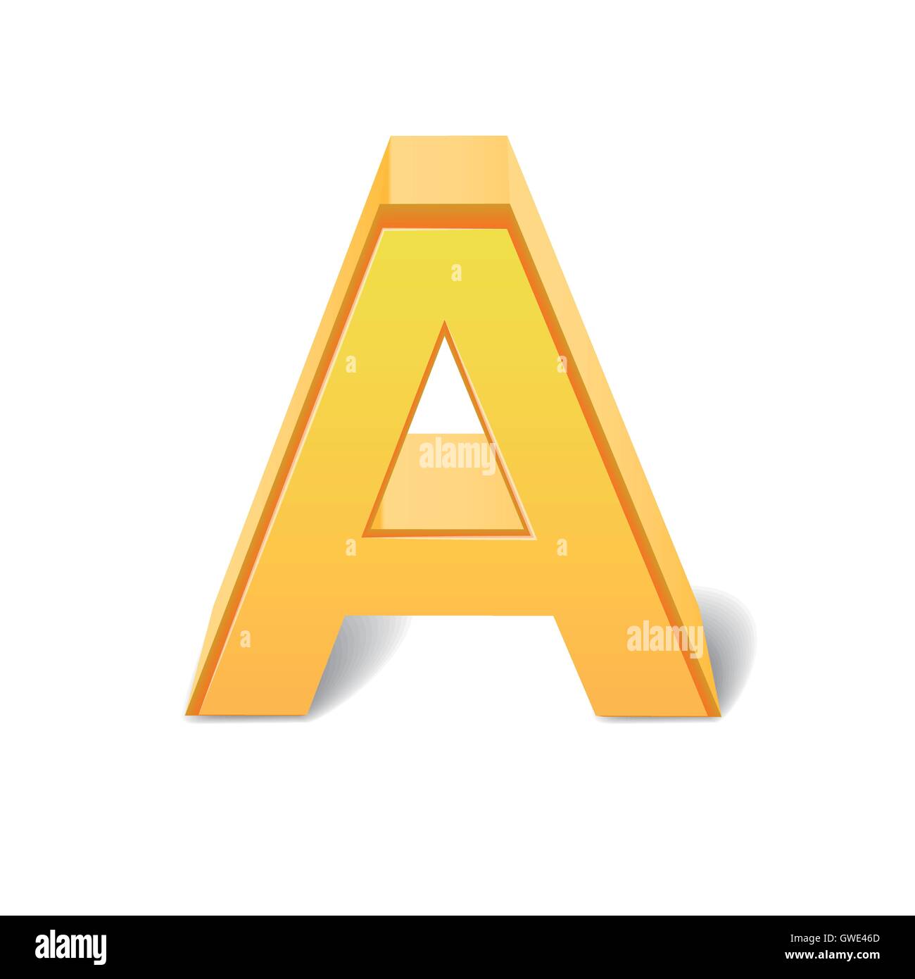 3D image yellow letter A isolated on white background Stock Vector ...