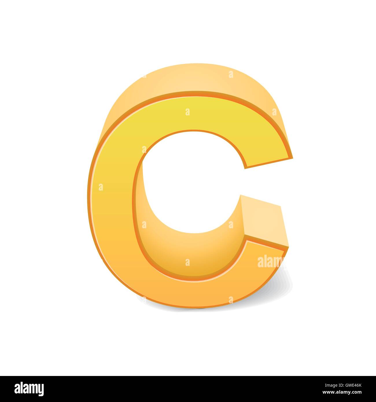 3D image yellow letter C isolated on white background Stock Vector ...