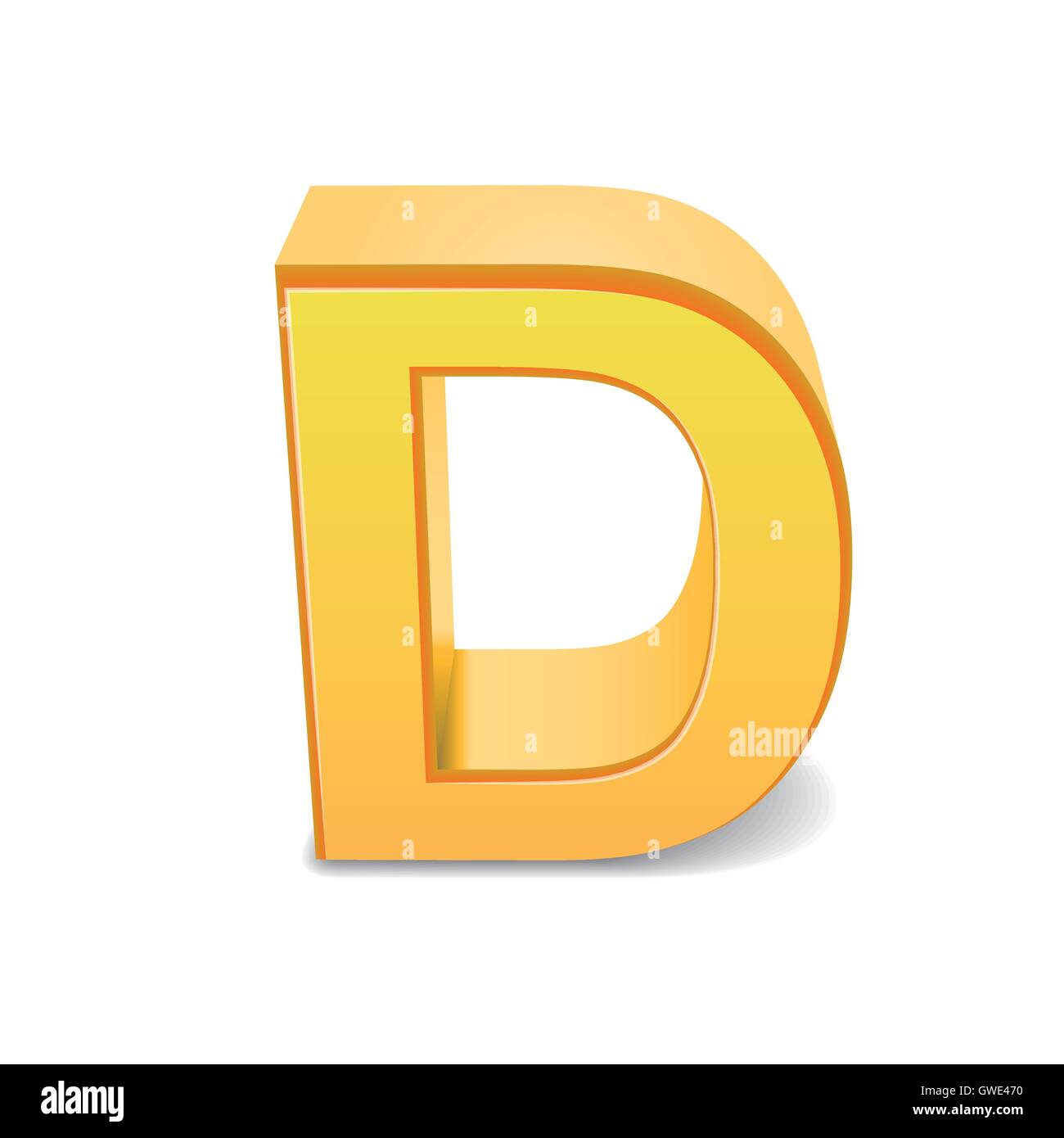 3D image yellow letter D isolated on white background Stock Vector ...