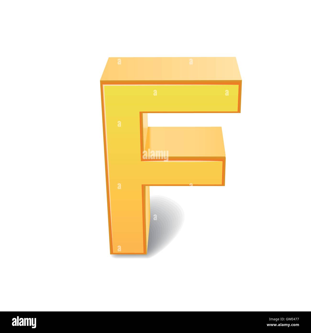 3D image yellow letter F isolated on white background Stock Vector ...