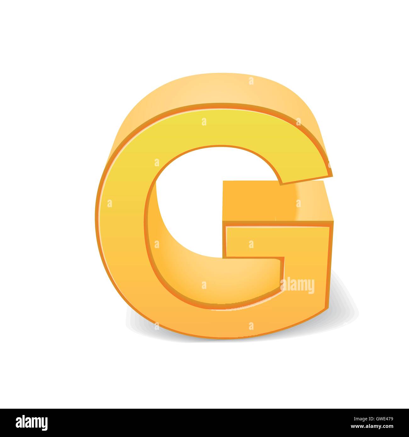 3D image yellow letter G isolated on white background Stock Vector ...